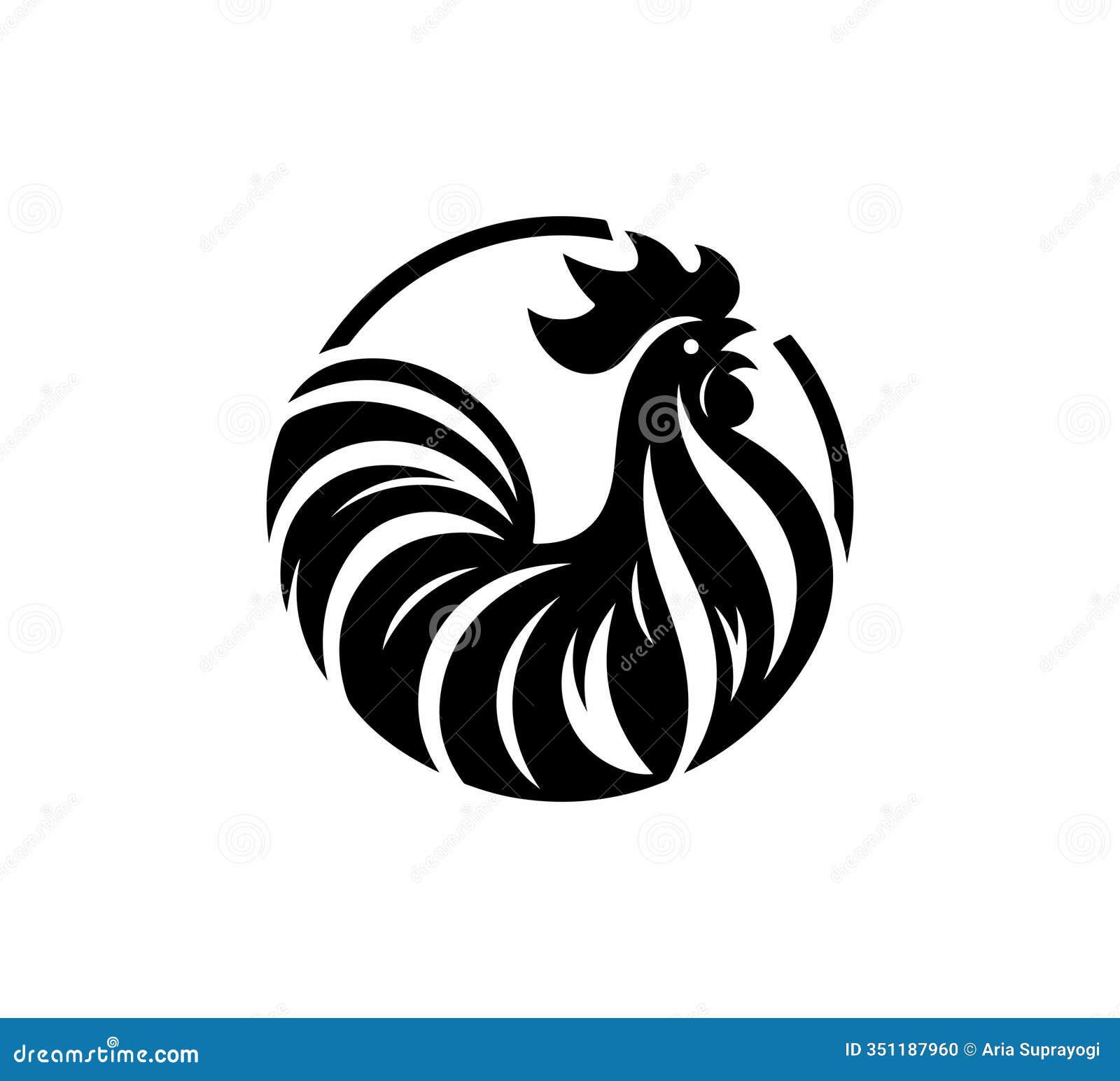 Rooster Negative Space Logo With Bird Head Cartoon Vector ...