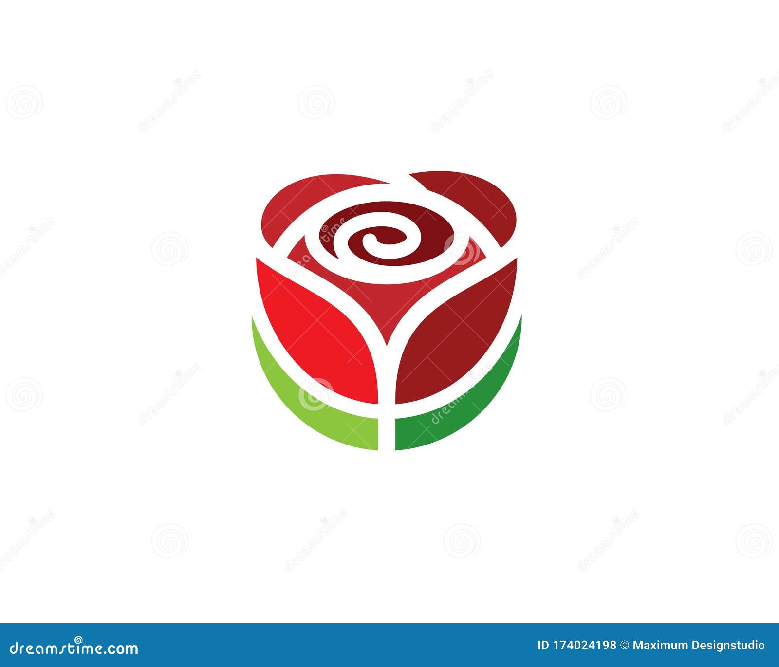 Simple Rose with Green Leaves Logo Vector Stock Vector - Illustration ...