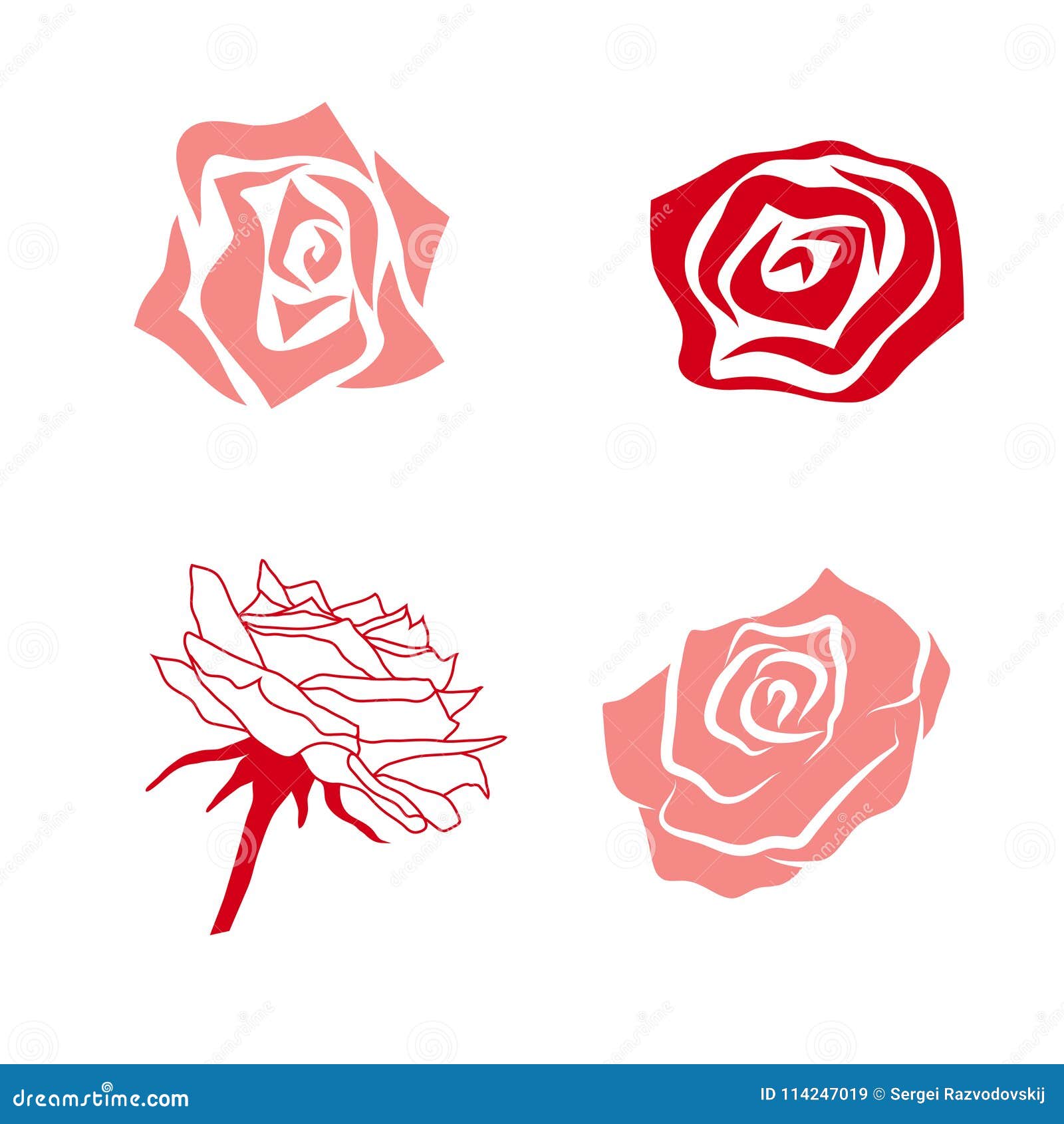 Simple Rose Set stock illustration. Illustration of design - 114247019