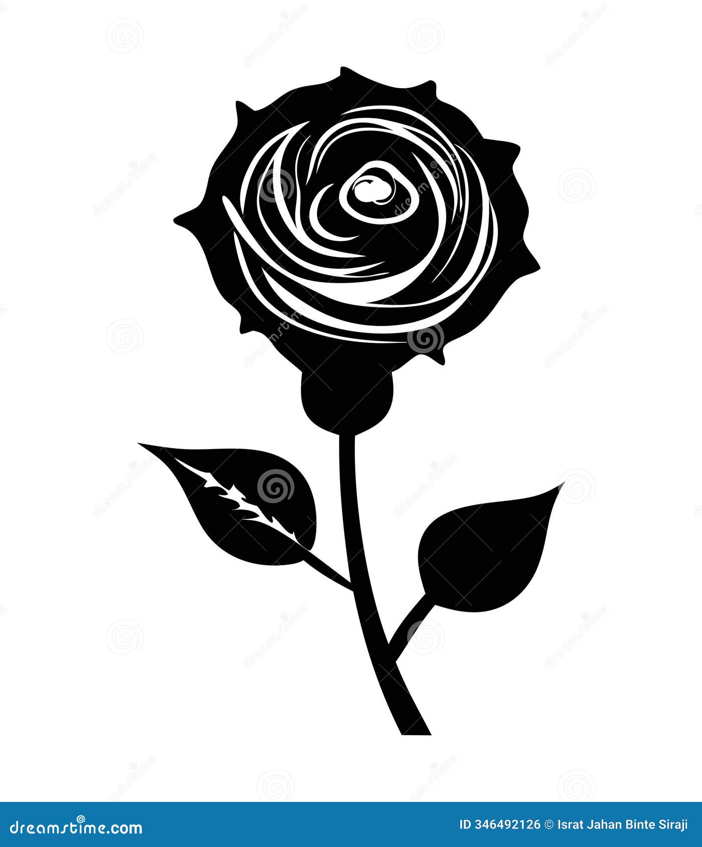 Simple Rose Silhouette Vector Icon Stock Illustration - Illustration of ...