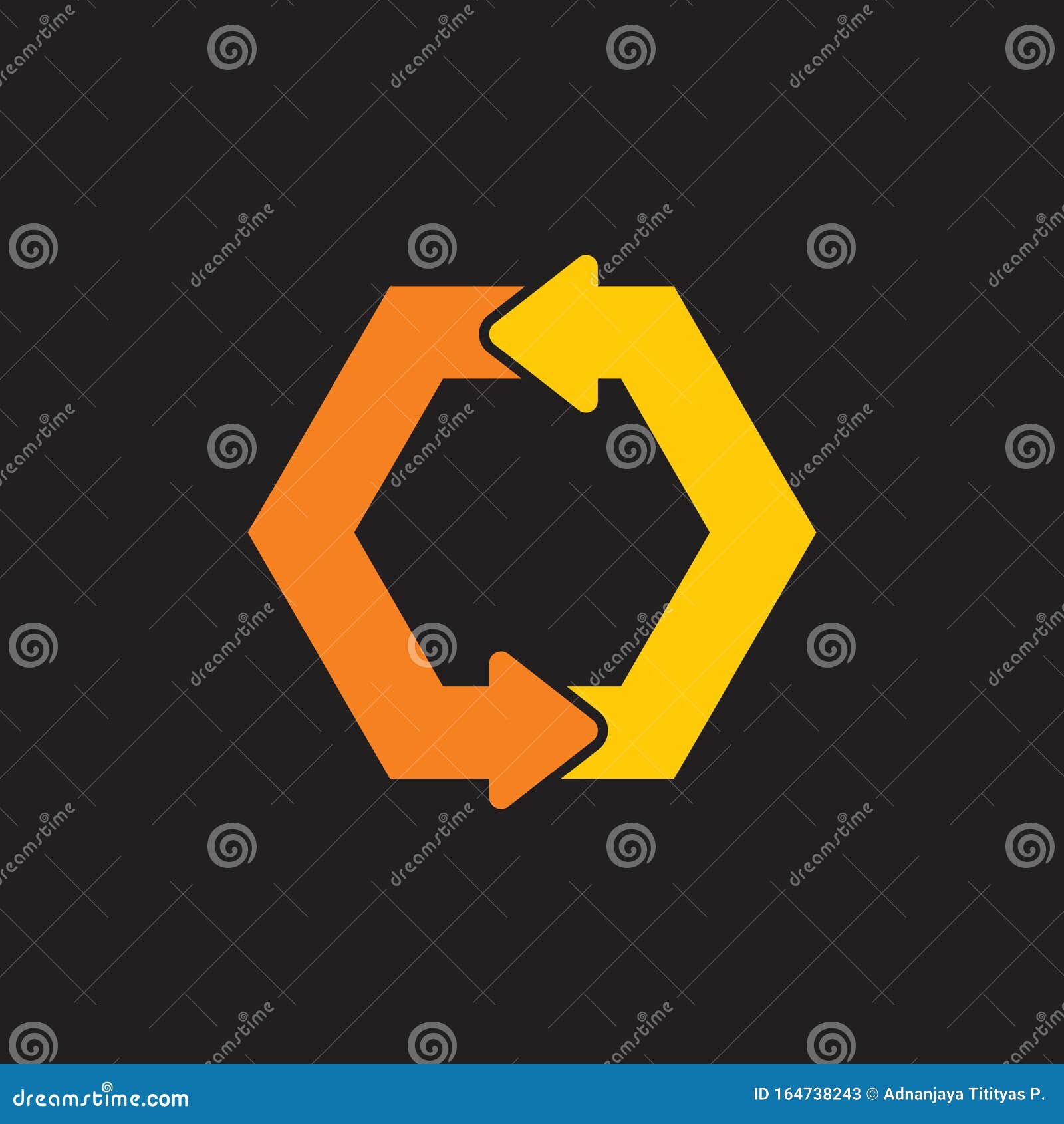 Simple Rotation Arrows Hexagonal Symbol Vector Stock Vector ...