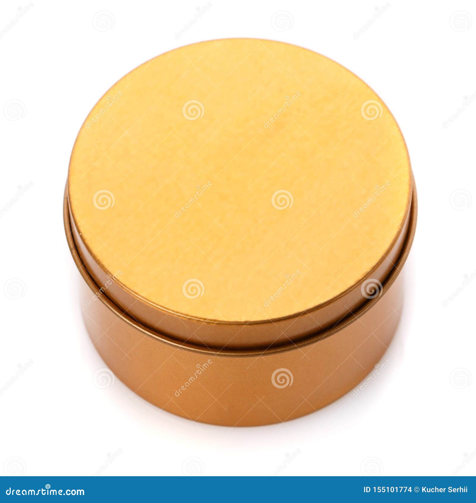 Simple Round Gold Gift Box Isolated on White Stock Photo - Image of ...