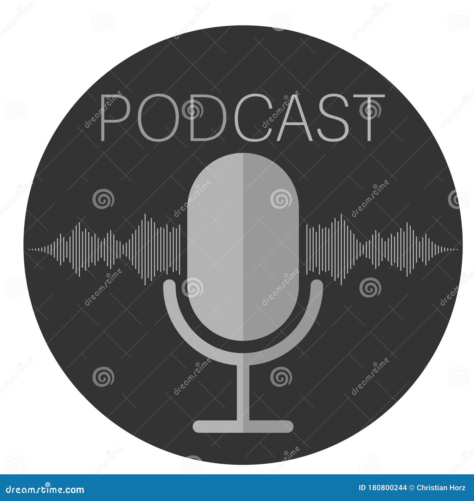 Simple Round Podcast Icon or Symbol with Recording Microphone Stock ...
