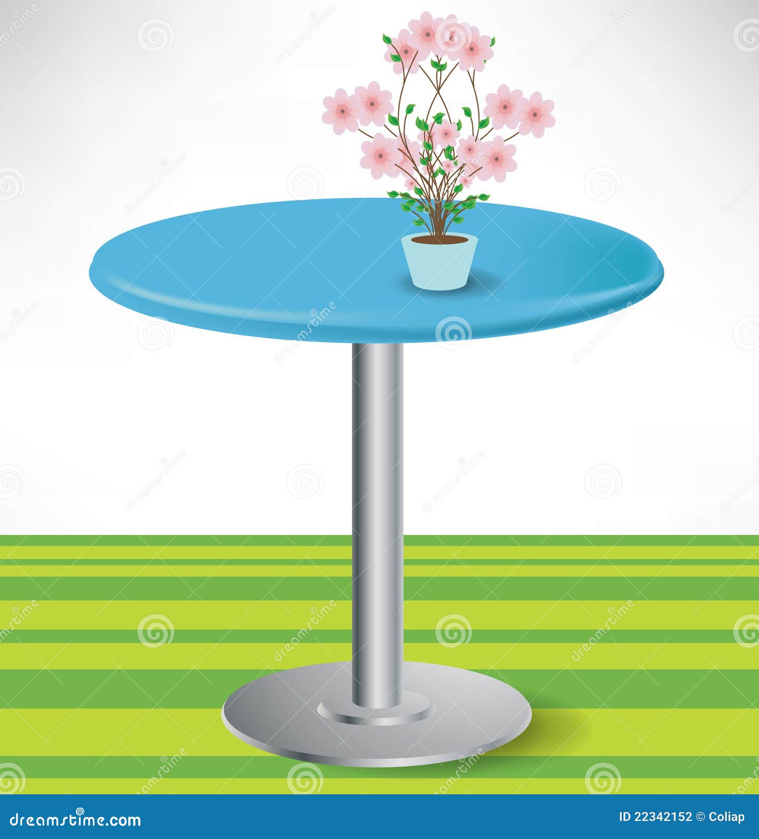 Simple Round Table with Flower Stock Vector - Illustration of banquet ...