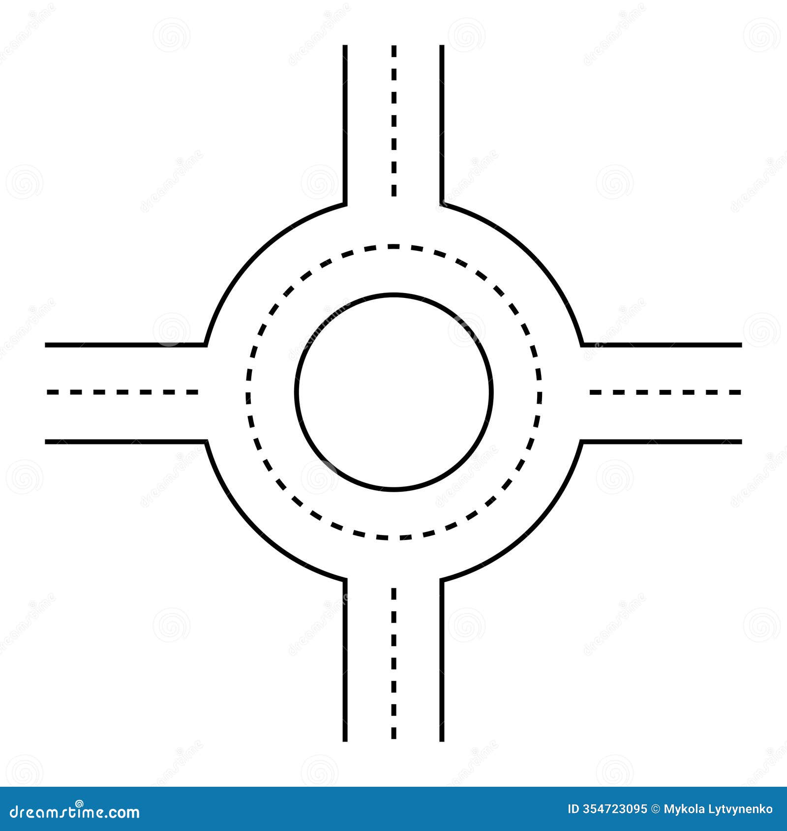Simple Roundabout Road Intersection Diagram Stock Vector - Illustration ...