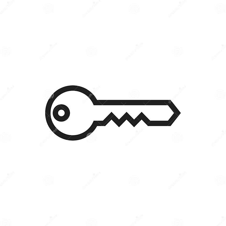 Simple Stroke Rounded Key on White Background. Stock Vector ...