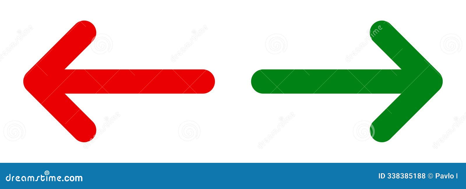 Simple Rounded Left and Right Arrow Red and Green Stock Illustration ...