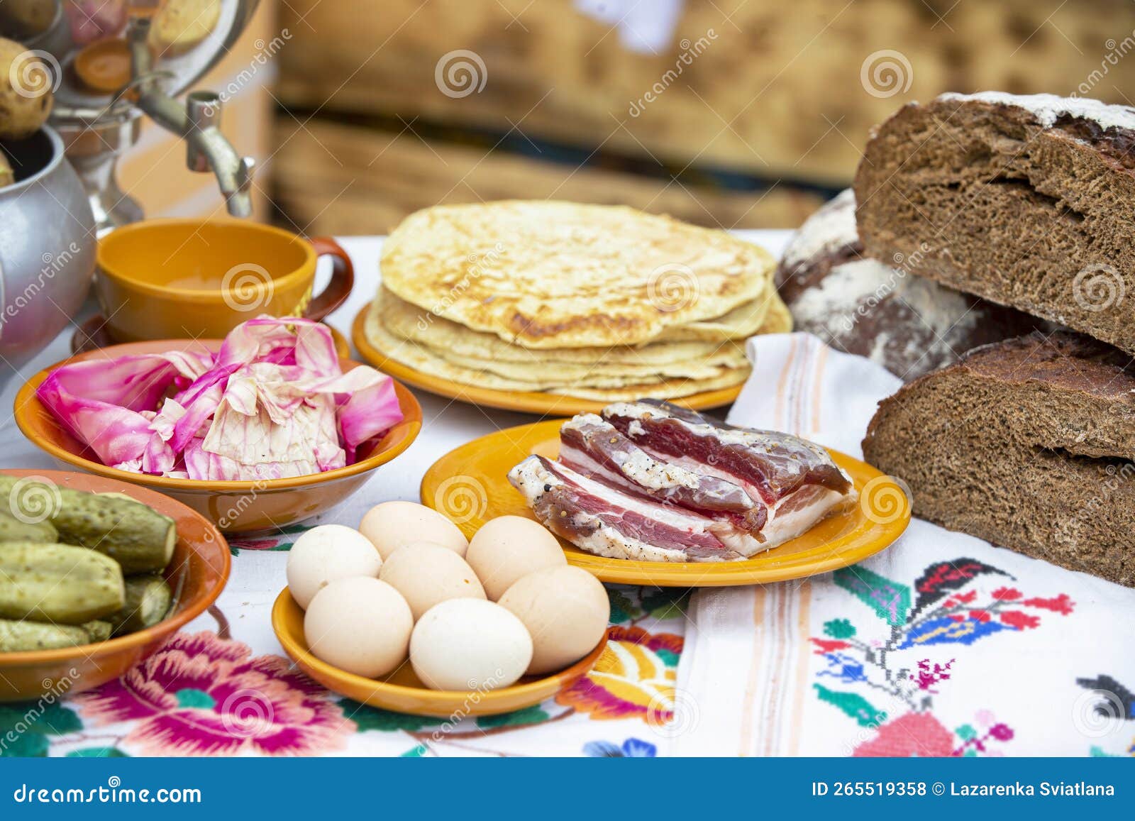 Simple Rural Food on the Table Stock Photo - Image of gourmet, fruits ...