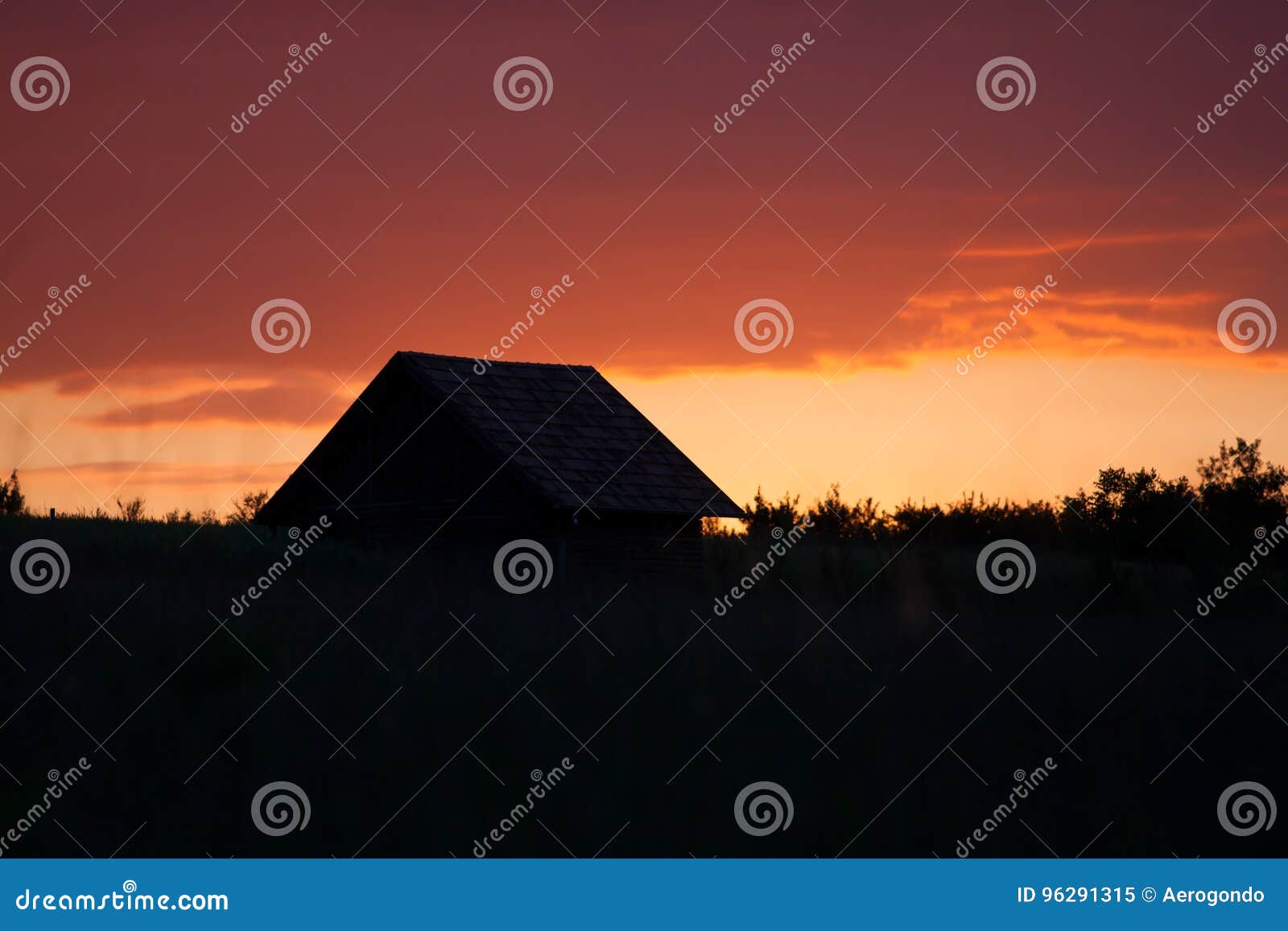Simple Rural House at Sunset Stock Image - Image of housing, nature ...