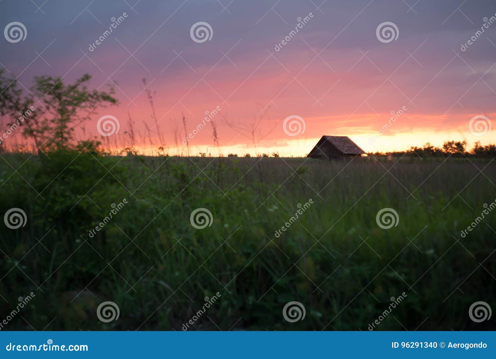 Simple Rural House at Sunset Stock Photo - Image of house, city: 96291340