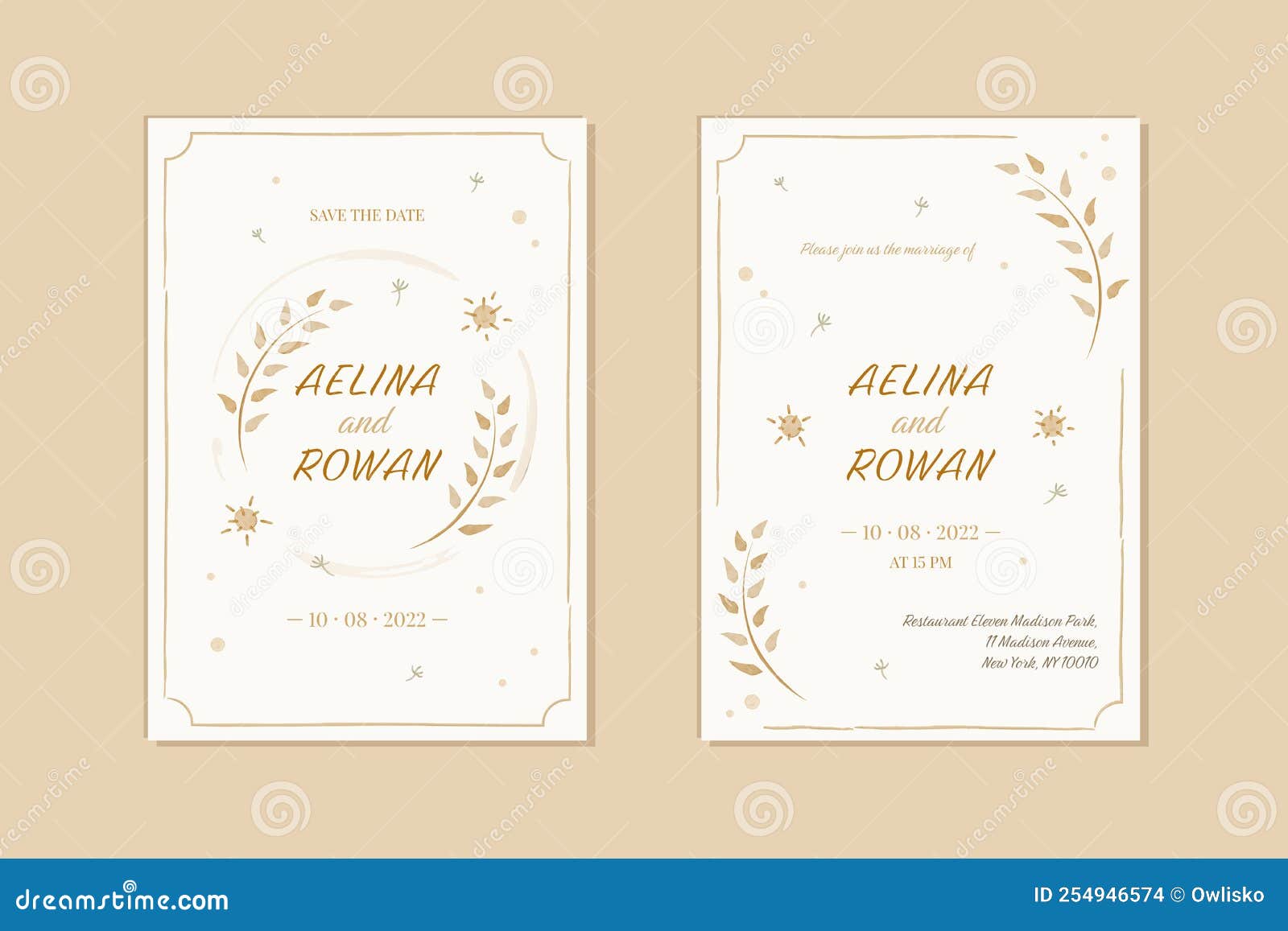 Simple Rustic Wedding Invitation Card Template Stock Vector ...