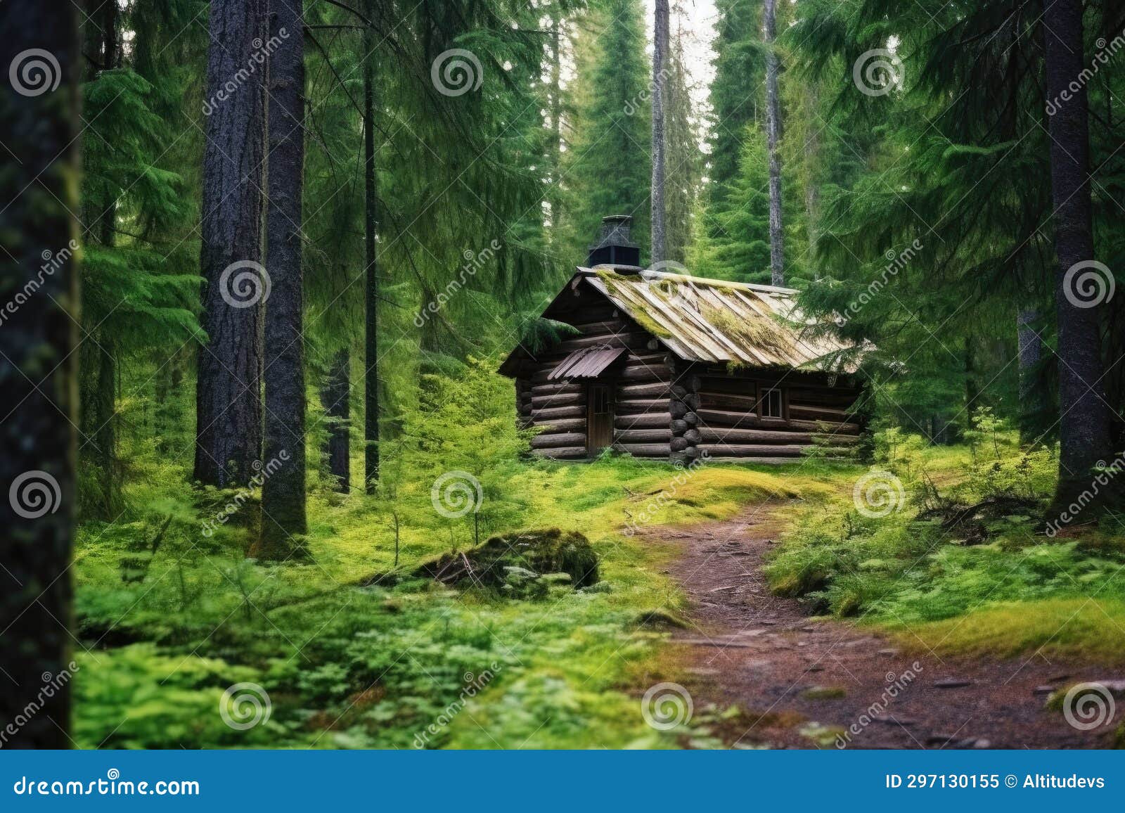 Simple Rustic Wooden Cabin in a Forest Stock Image - Image of solitude ...