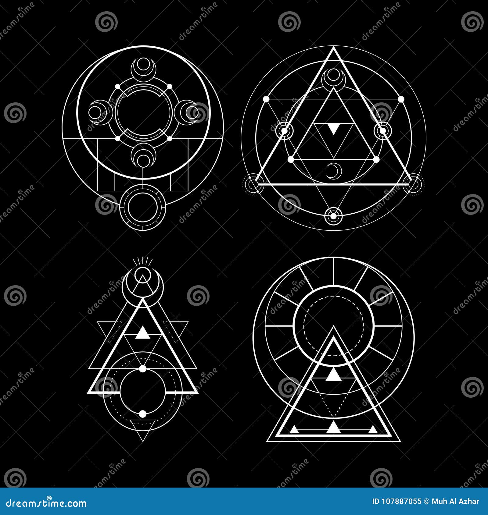 Sacred Geometry magic moon stock vector. Illustration of white - 107887055