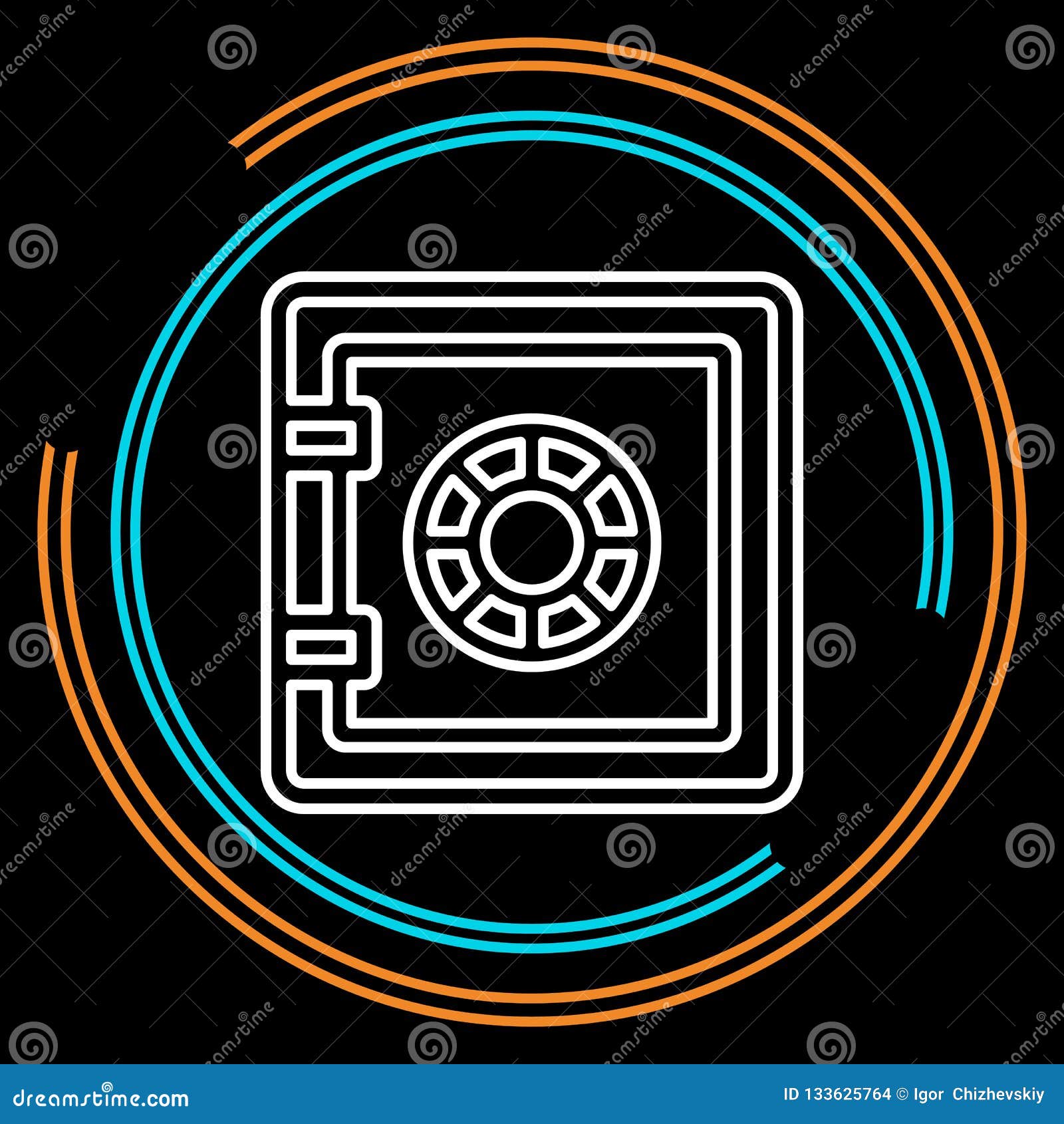 Simple Safe Thin Line Vector Icon Stock Illustration - Illustration of ...