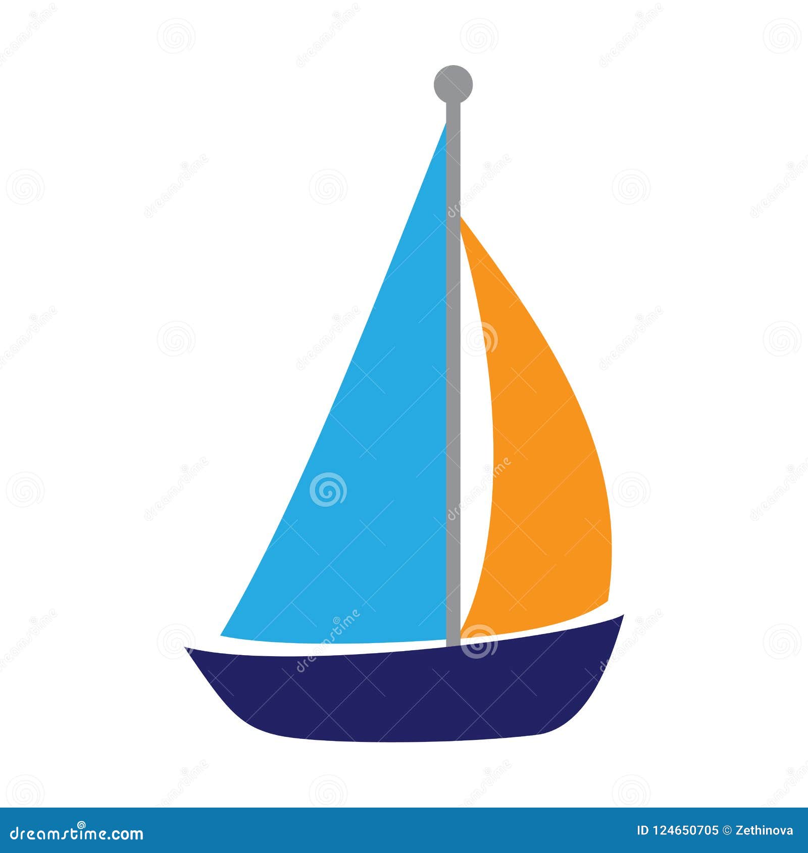 Simple Sail Boat Illustration Stock Illustration - Illustration of ...