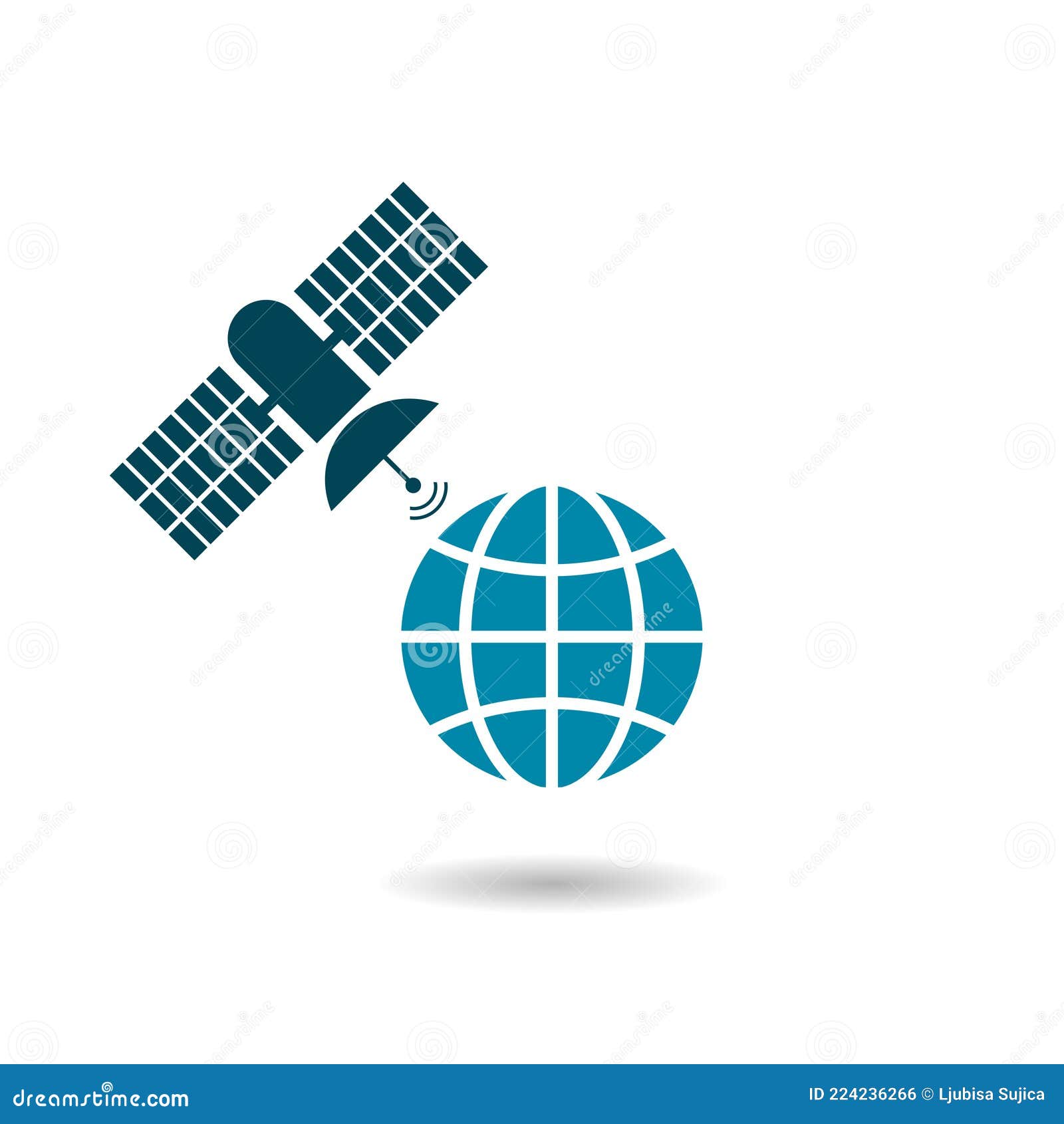 Simple Satellite Icon with Shadow Stock Vector - Illustration of ...