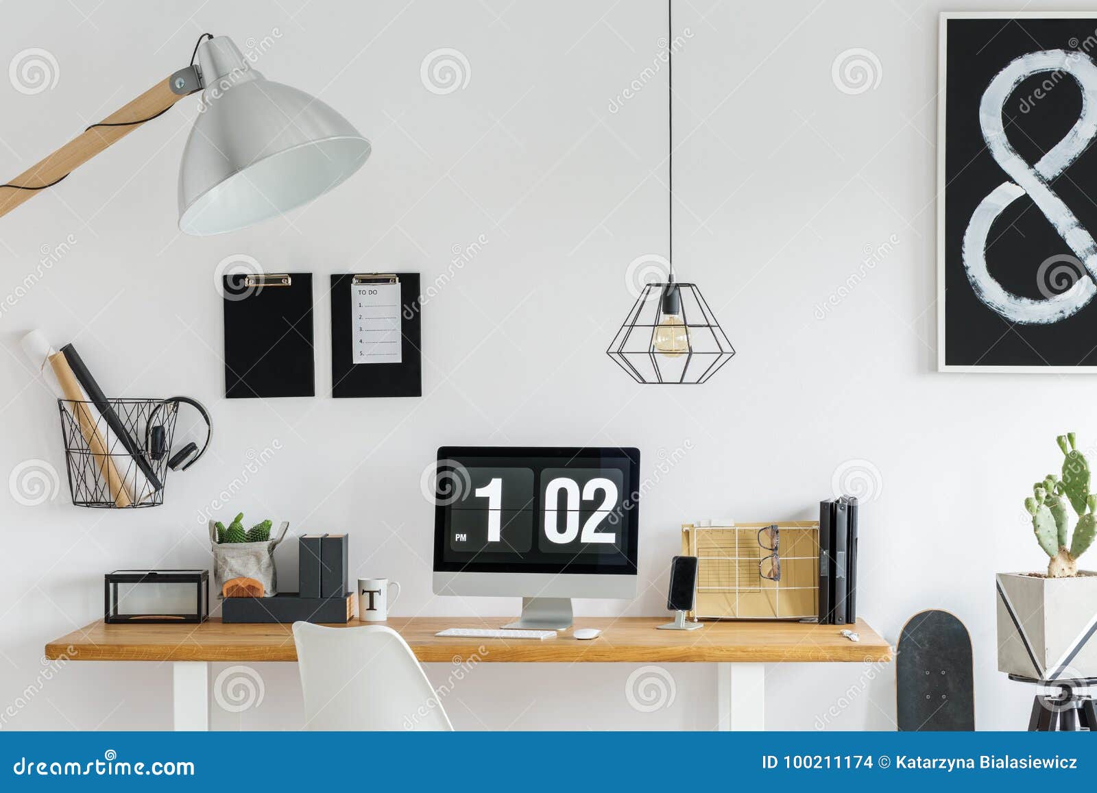 Simple Scandinavian Study Corner Stock Photo - Image of estate, black ...