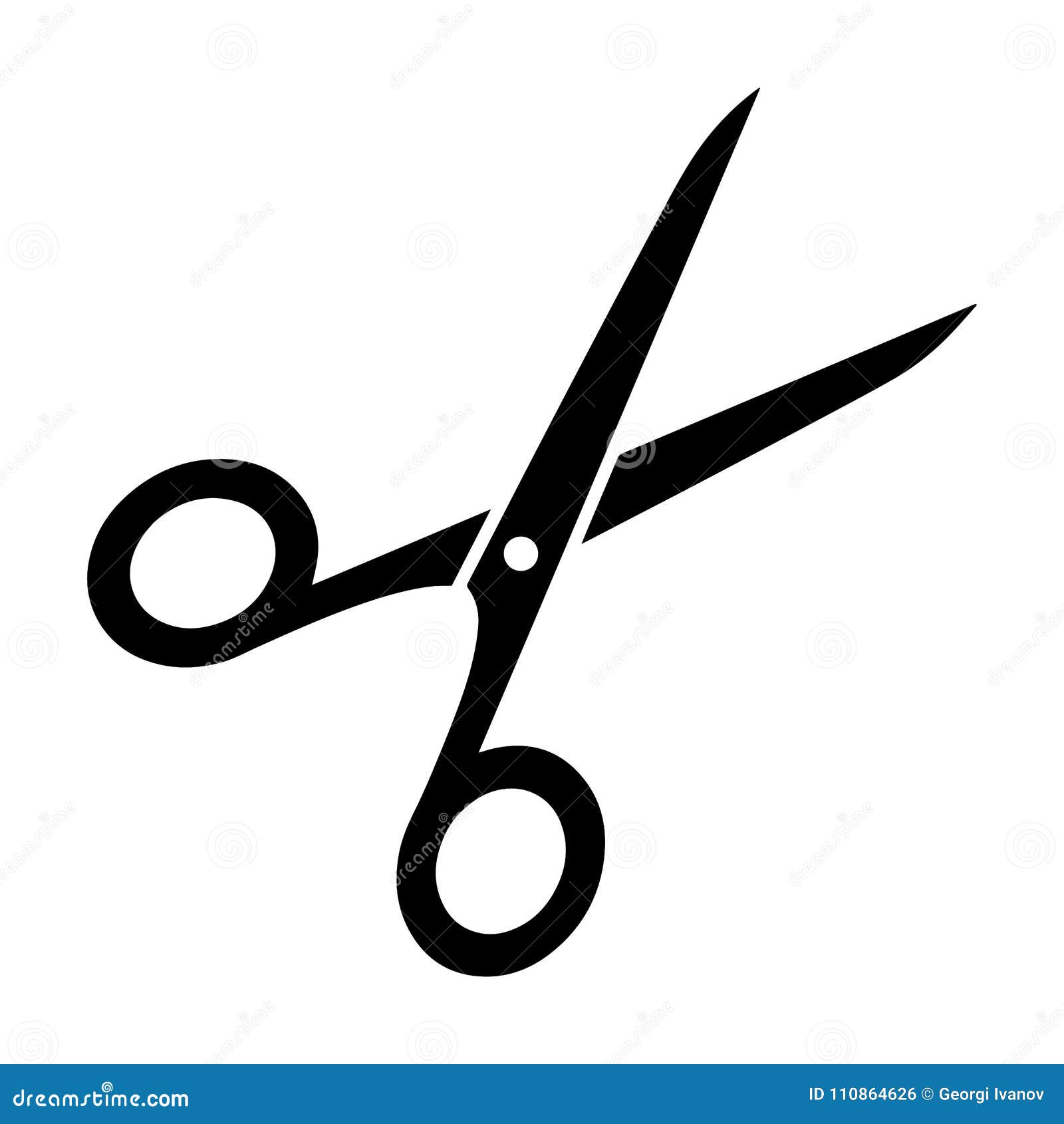 Simple, Scissors Black Silhouette Illustration. Isolated on White Stock ...