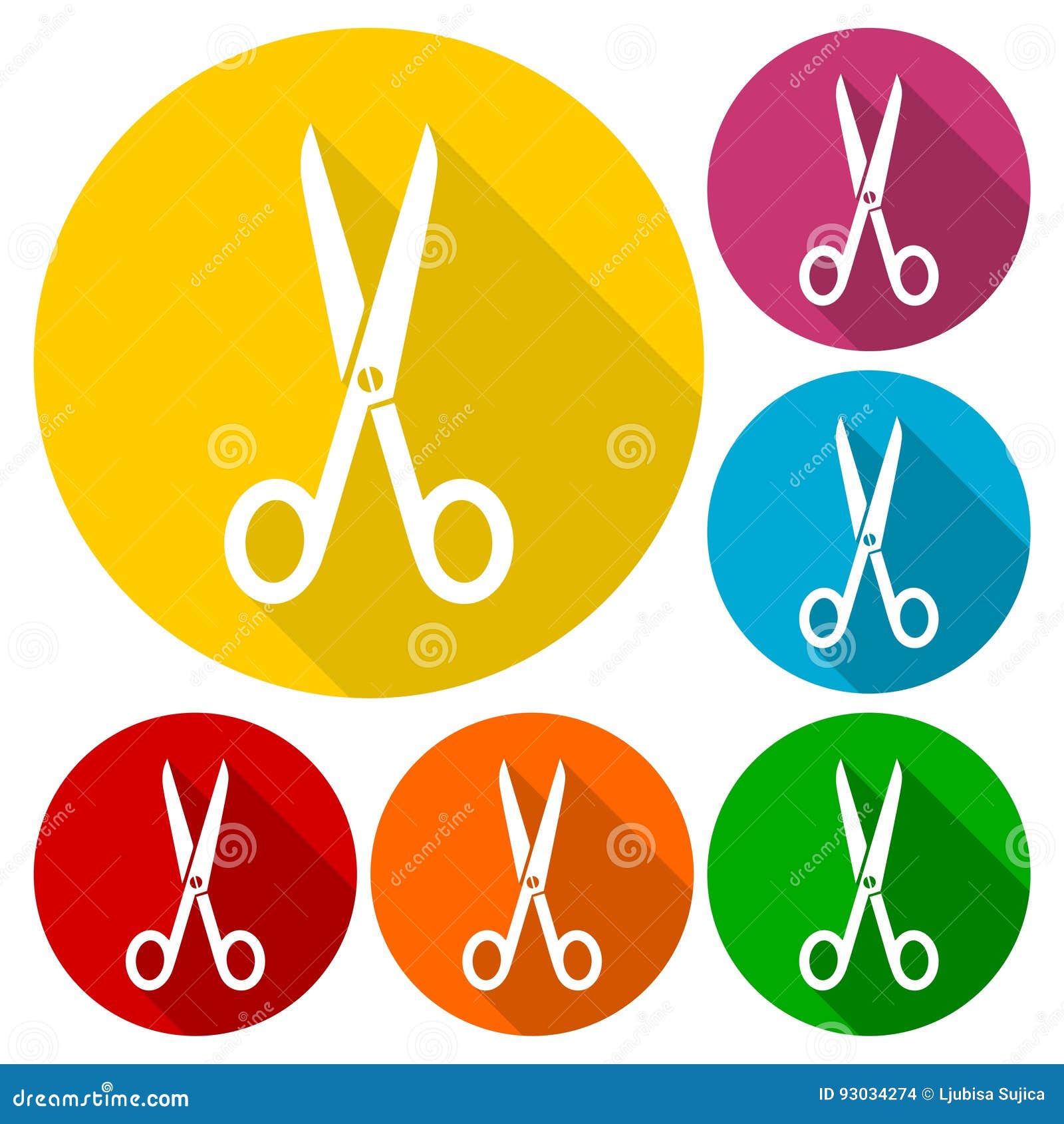 Simple Scissors Symbol Icon with Long Shadow Stock Illustration ...