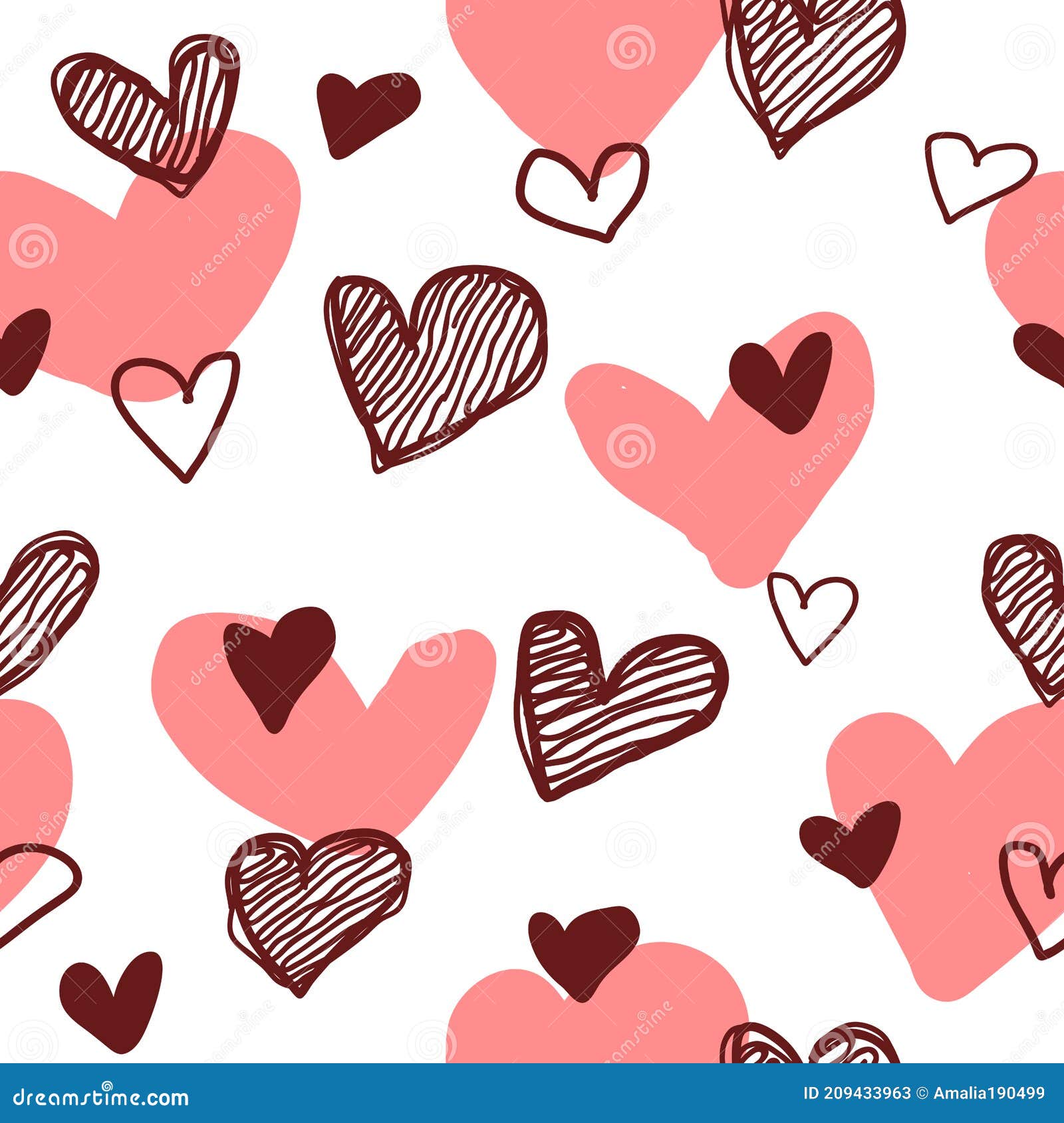 Simple Heart Doodle Repeat Pattern Design Stock Vector - Illustration ...