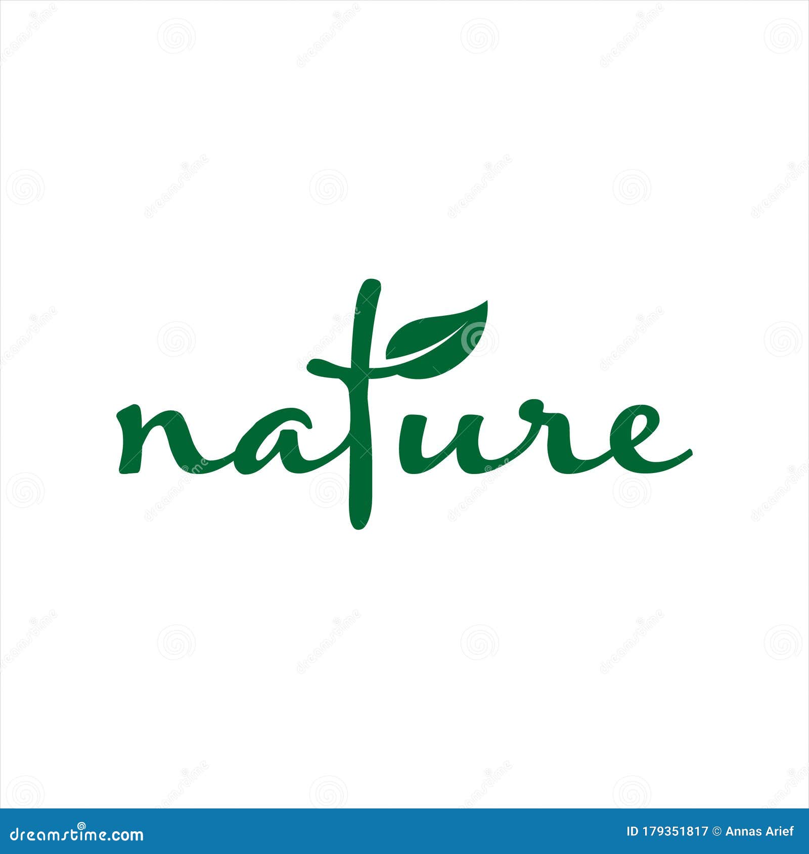 Simple Script Nature Text with Leaf Vector Stock Vector - Illustration ...