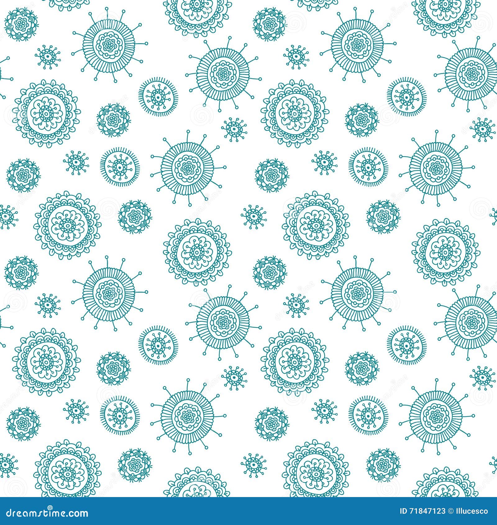 Simple Seamless Doodle Flower Blue Pattern Stock Vector - Illustration ...