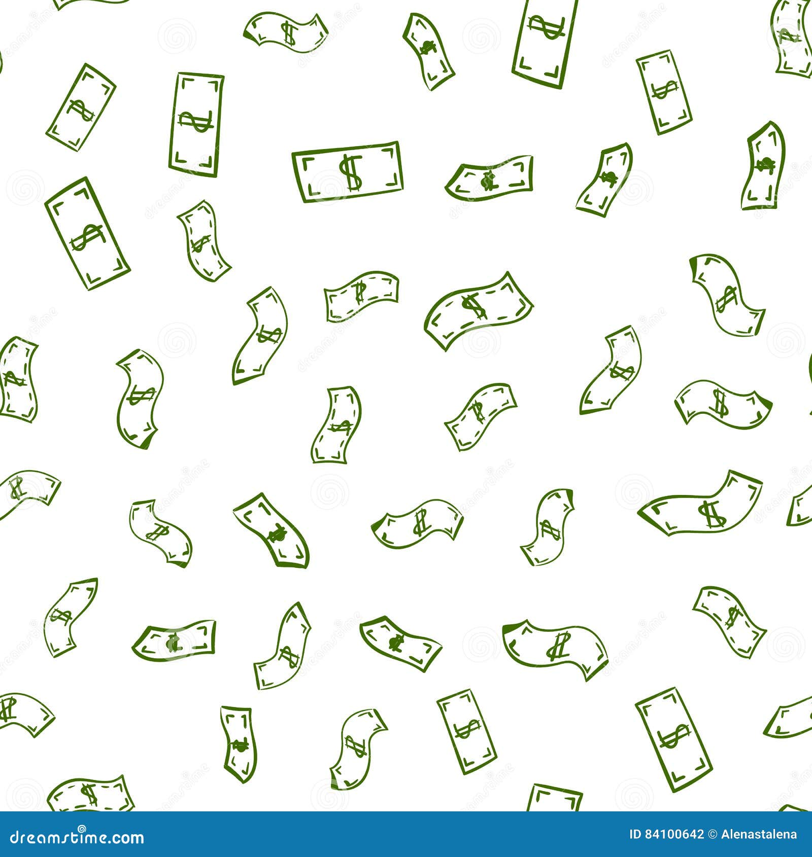 Seamless Money Pattern With Golden Coins And Bills. Vector Illustration ...