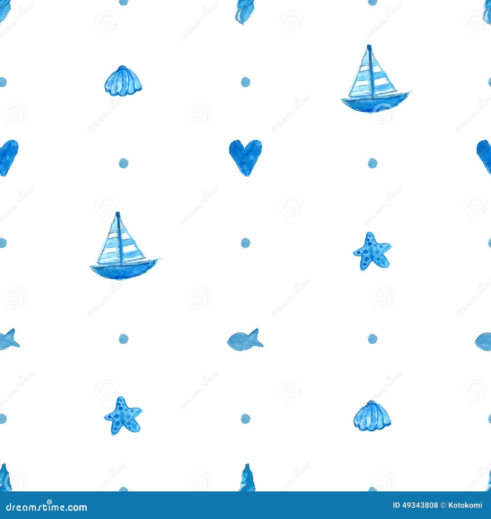 Simple Seamless Nautical Background with Hand Stock Vector ...
