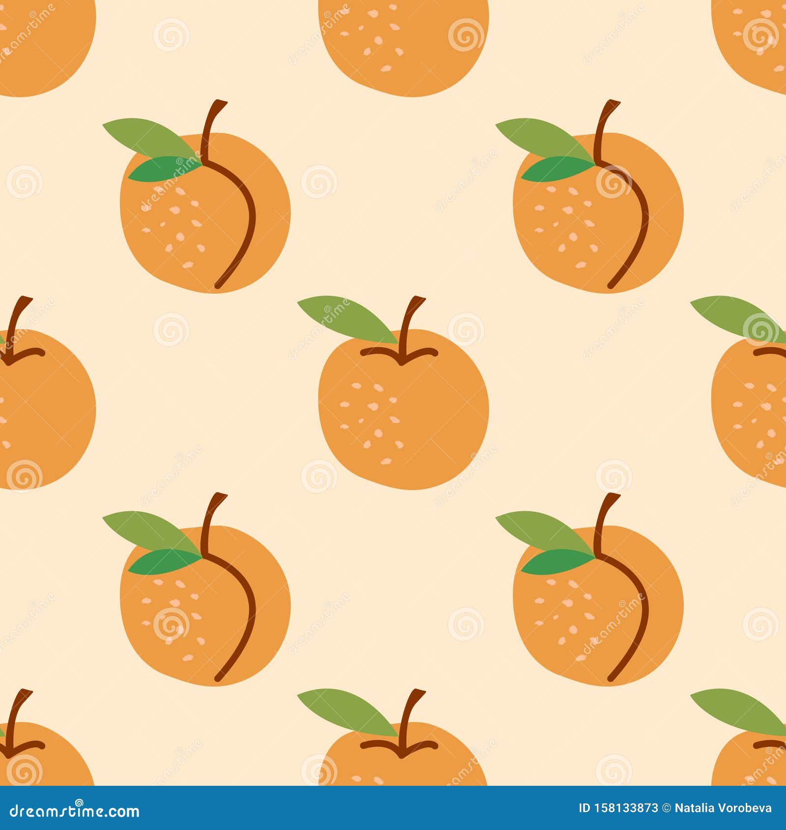 Simple Seamless Pattern with Apricot on Beige Stock Illustration ...
