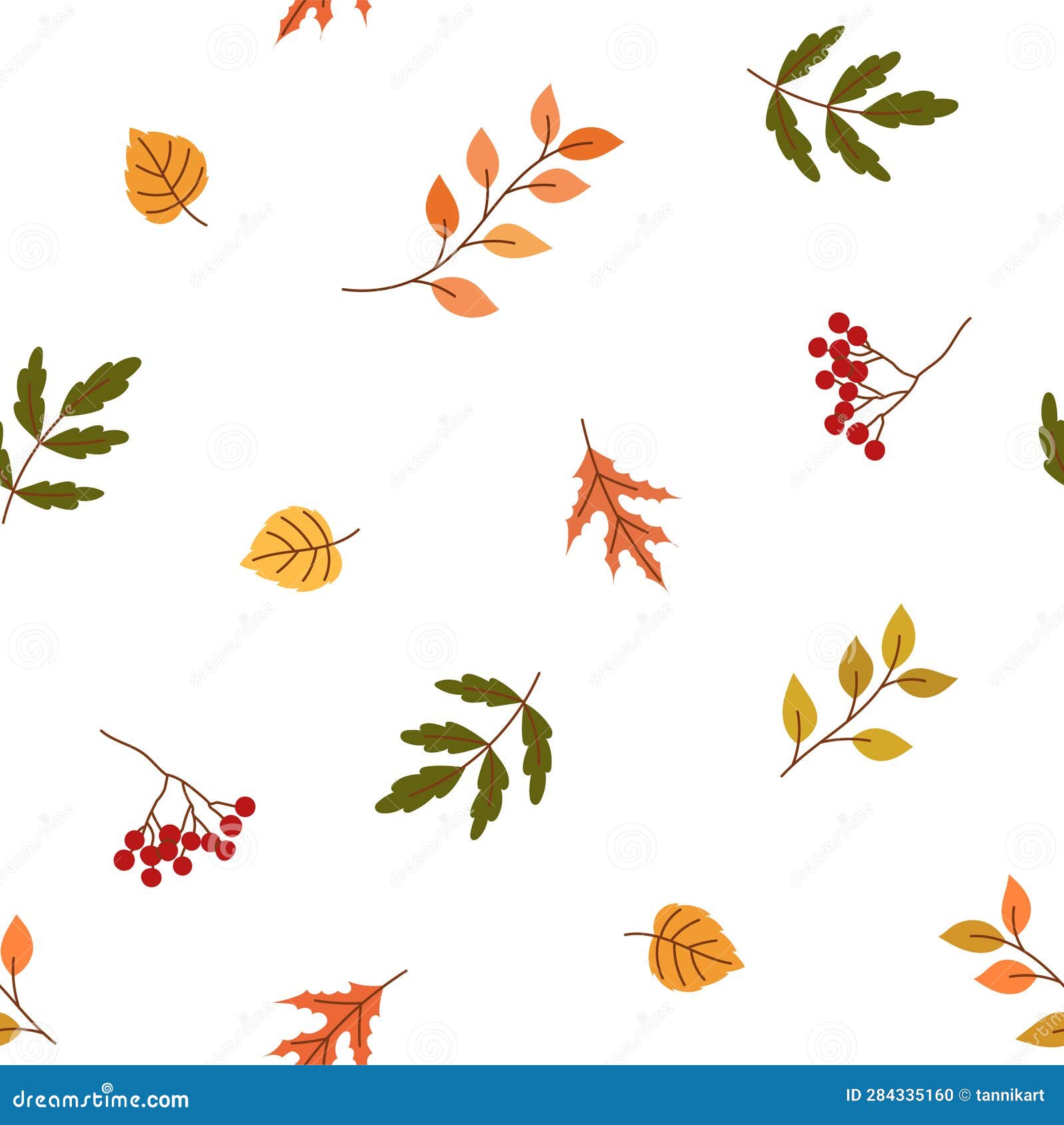 Simple Seamless Pattern with Autumn Leaves. Stock Vector - Illustration ...