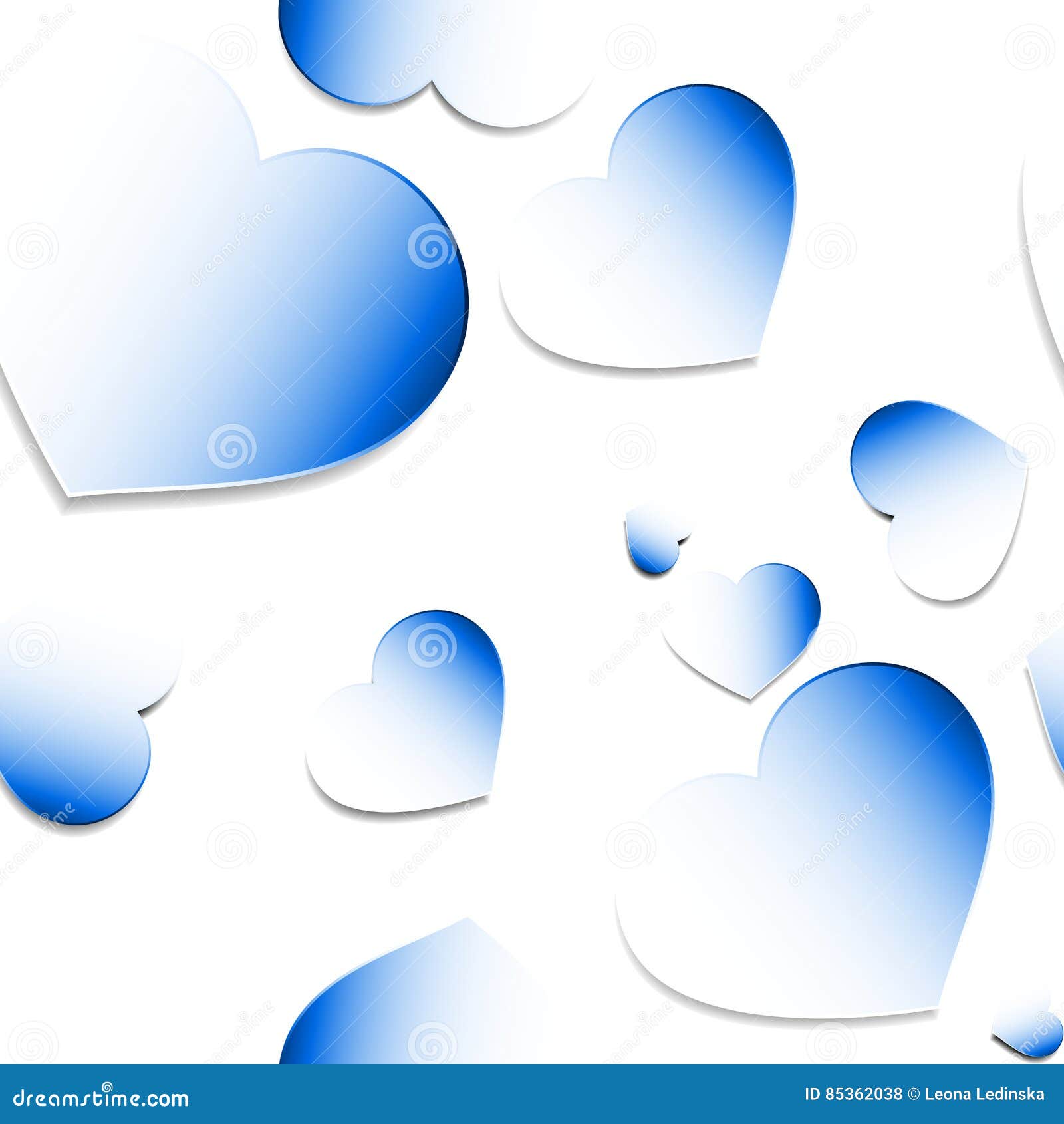 Simple Seamless Pattern with Blue-white Hearts Stock Vector ...