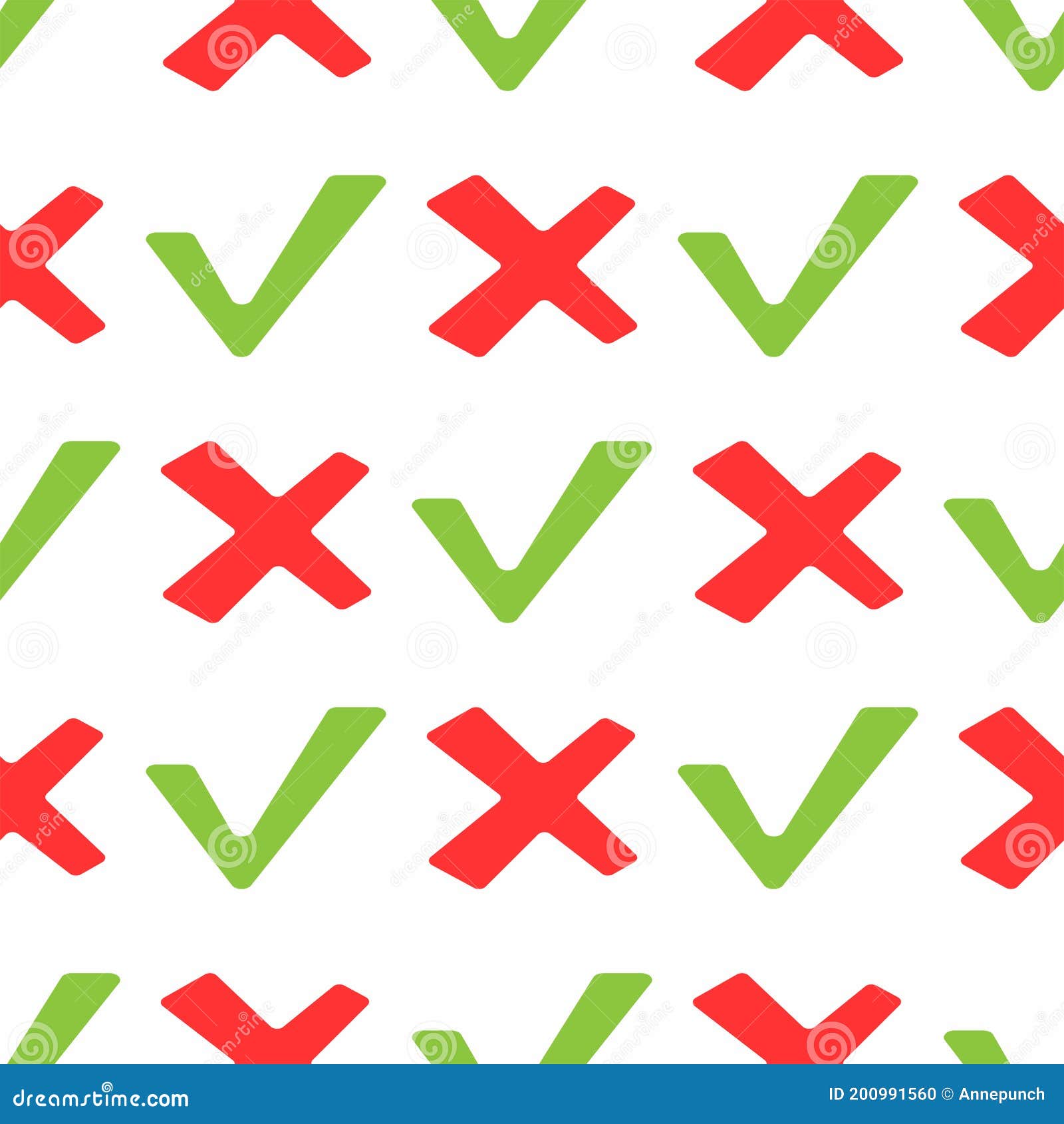 Simple Seamless Pattern with Check Marks and Crosses. Stock Vector ...