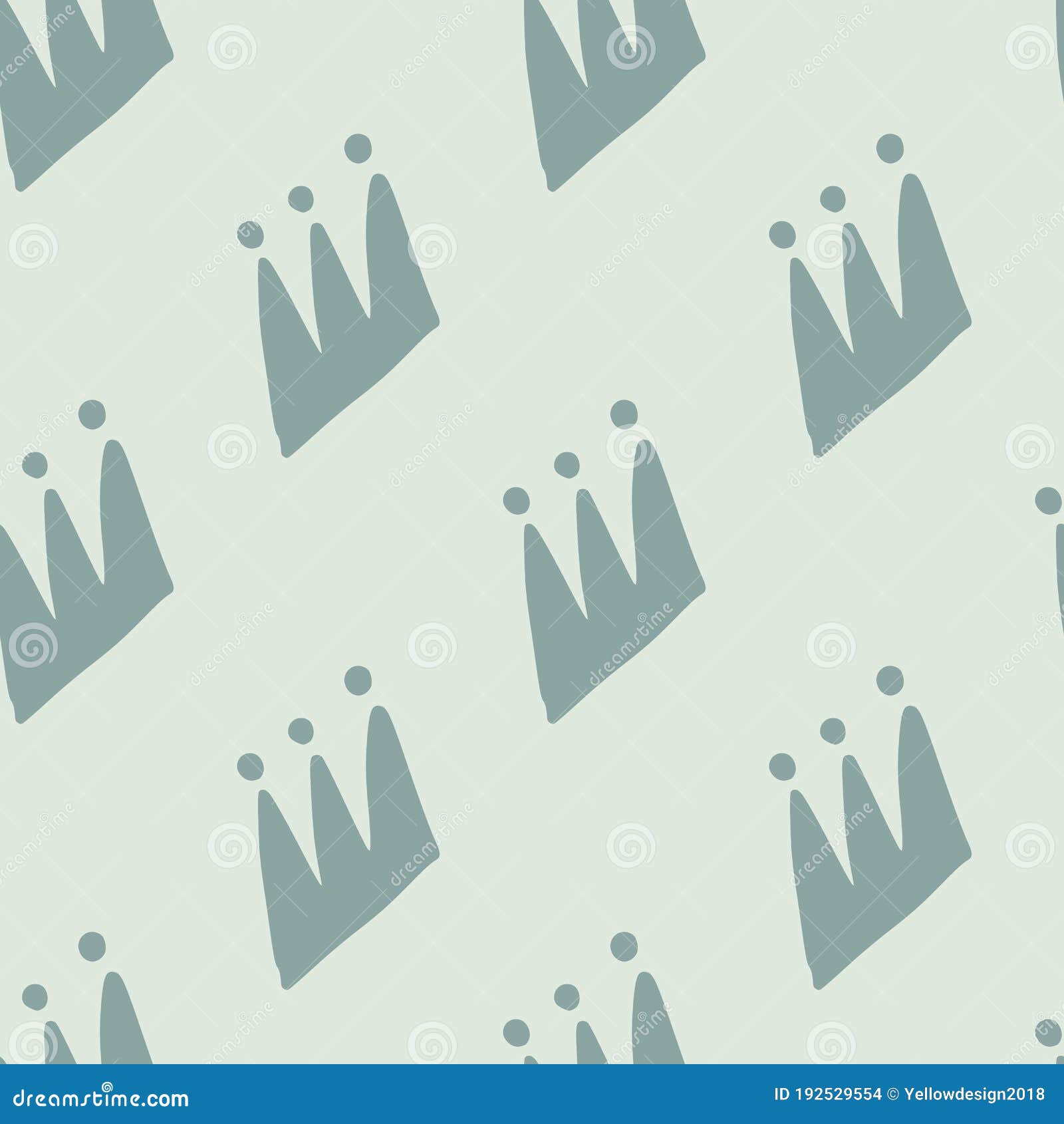 Simple Seamless Pattern with Crown Elements. Blue Tones Stylized ...