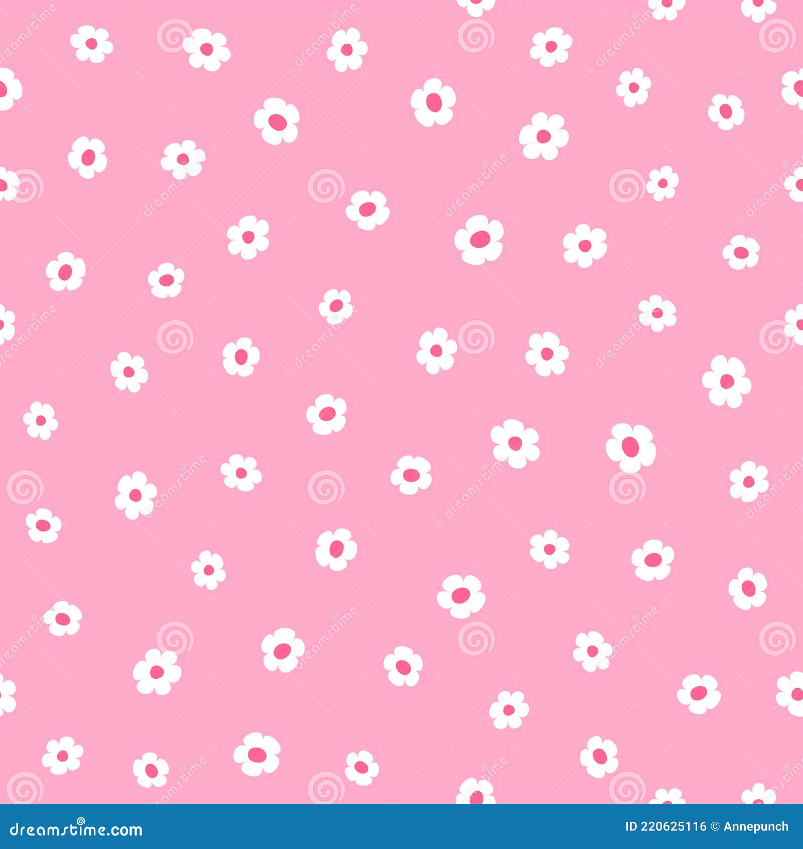 Simple Seamless Pattern with Flowers. Cute Girly Print Stock Vector ...