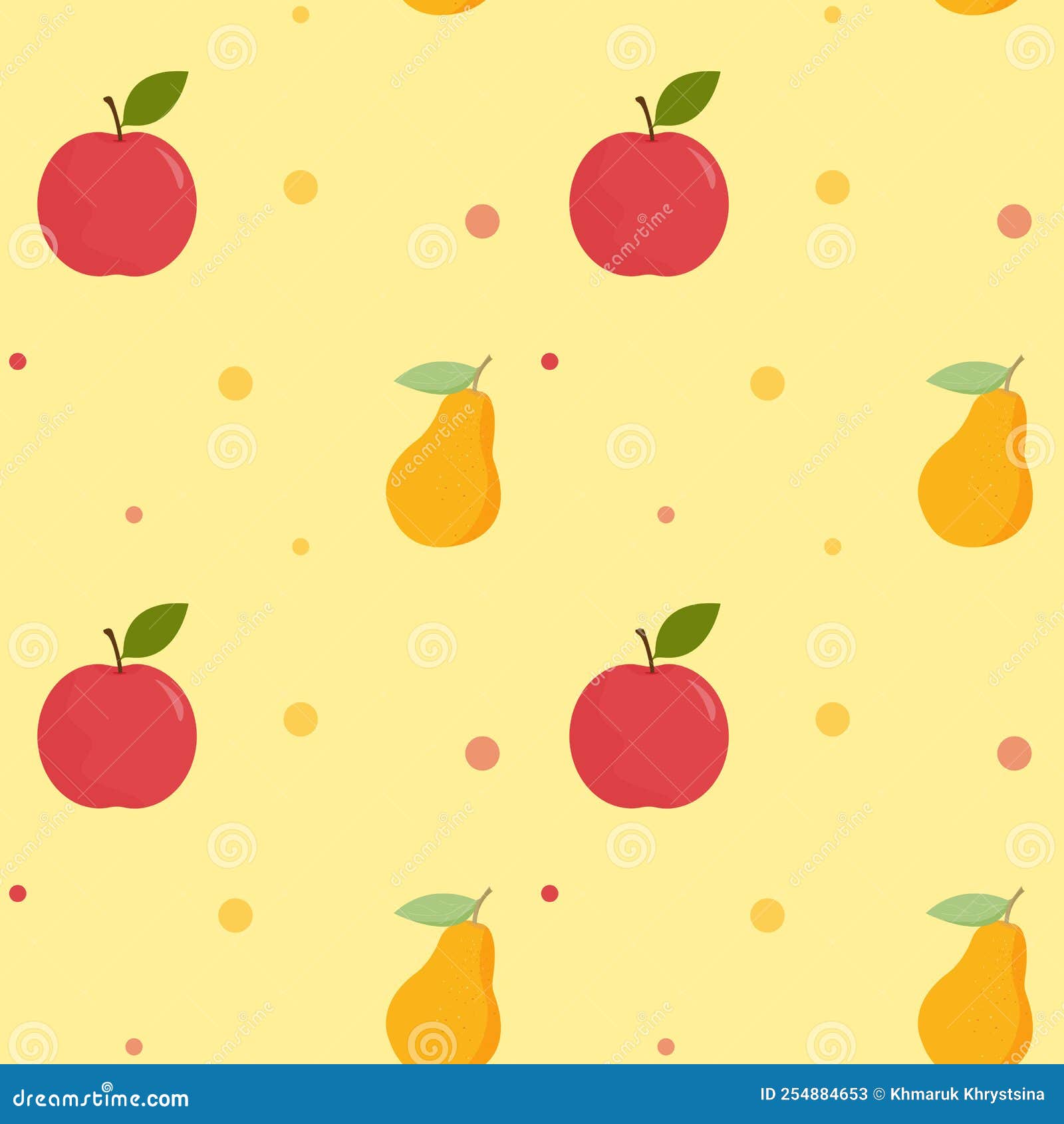 Simple Seamless Pattern with Fruits. Vector Illustration with Apple and ...