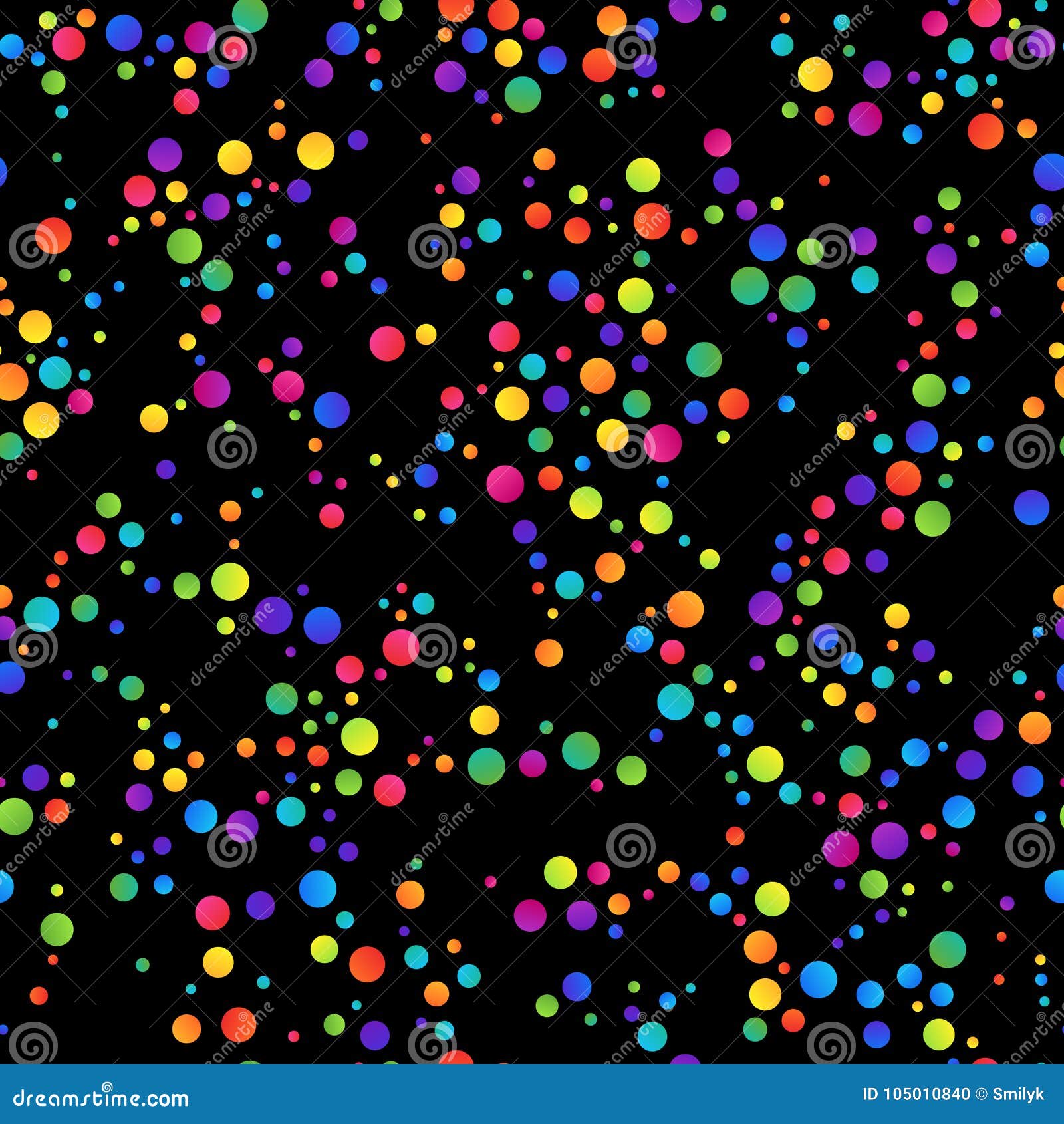 Simple Seamless Pattern of Gradient Colored Circles on Black Backdrop ...