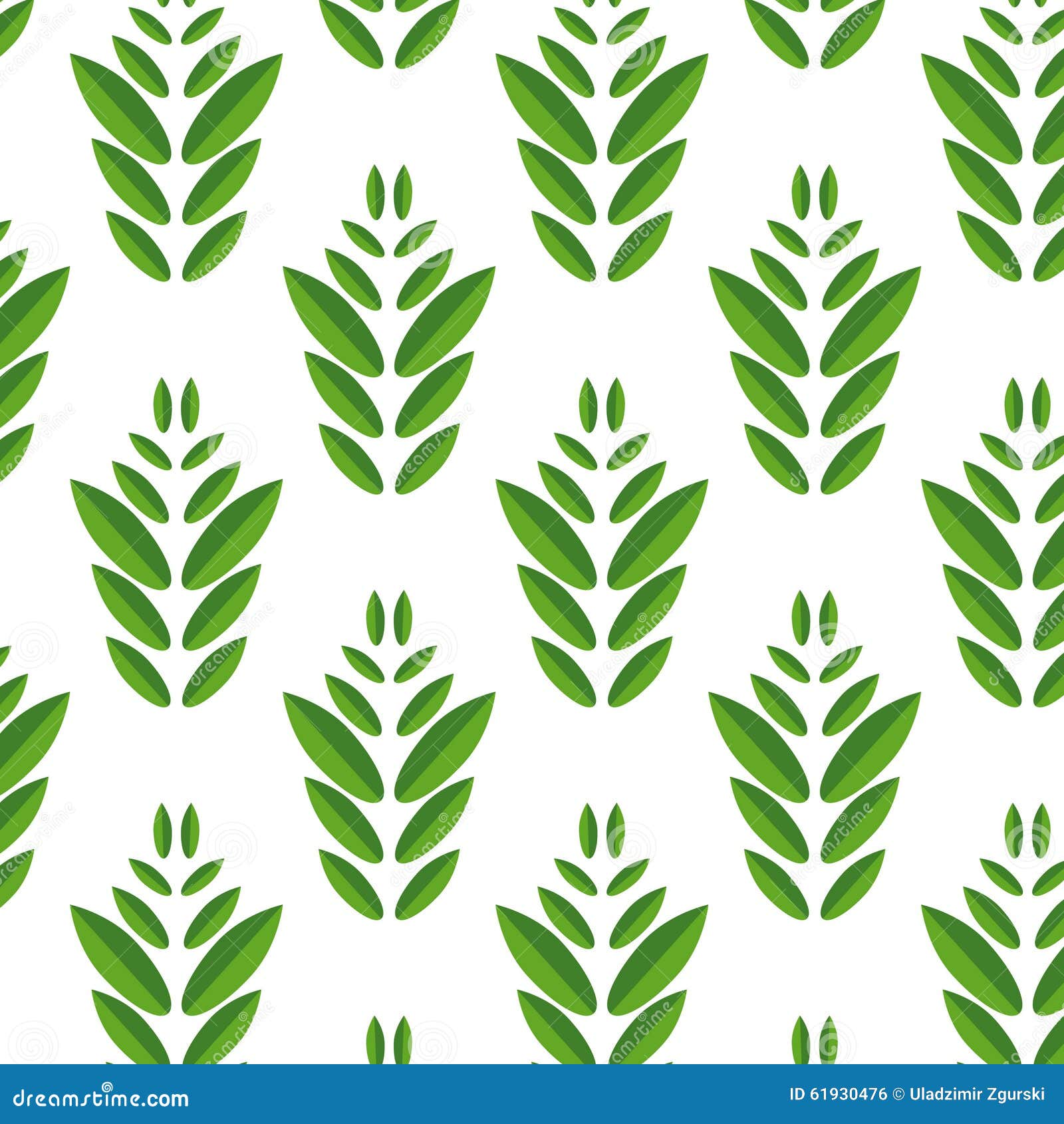 Simple Seamless Pattern of Green Leaves Stock Vector - Illustration of ...