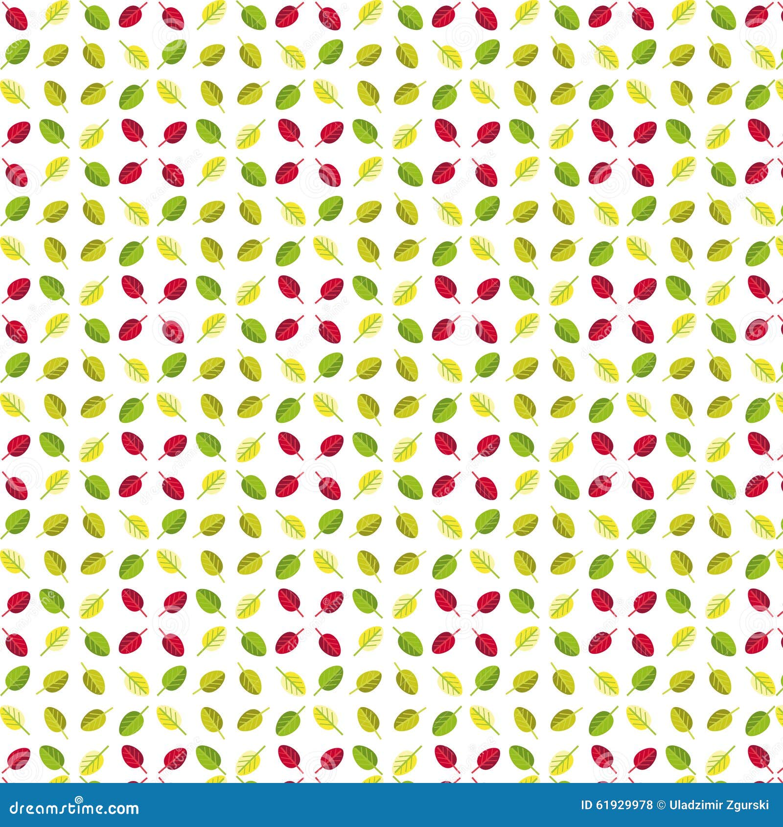 Simple Seamless Pattern of Green, Yellow and Red Leaves Stock Vector ...