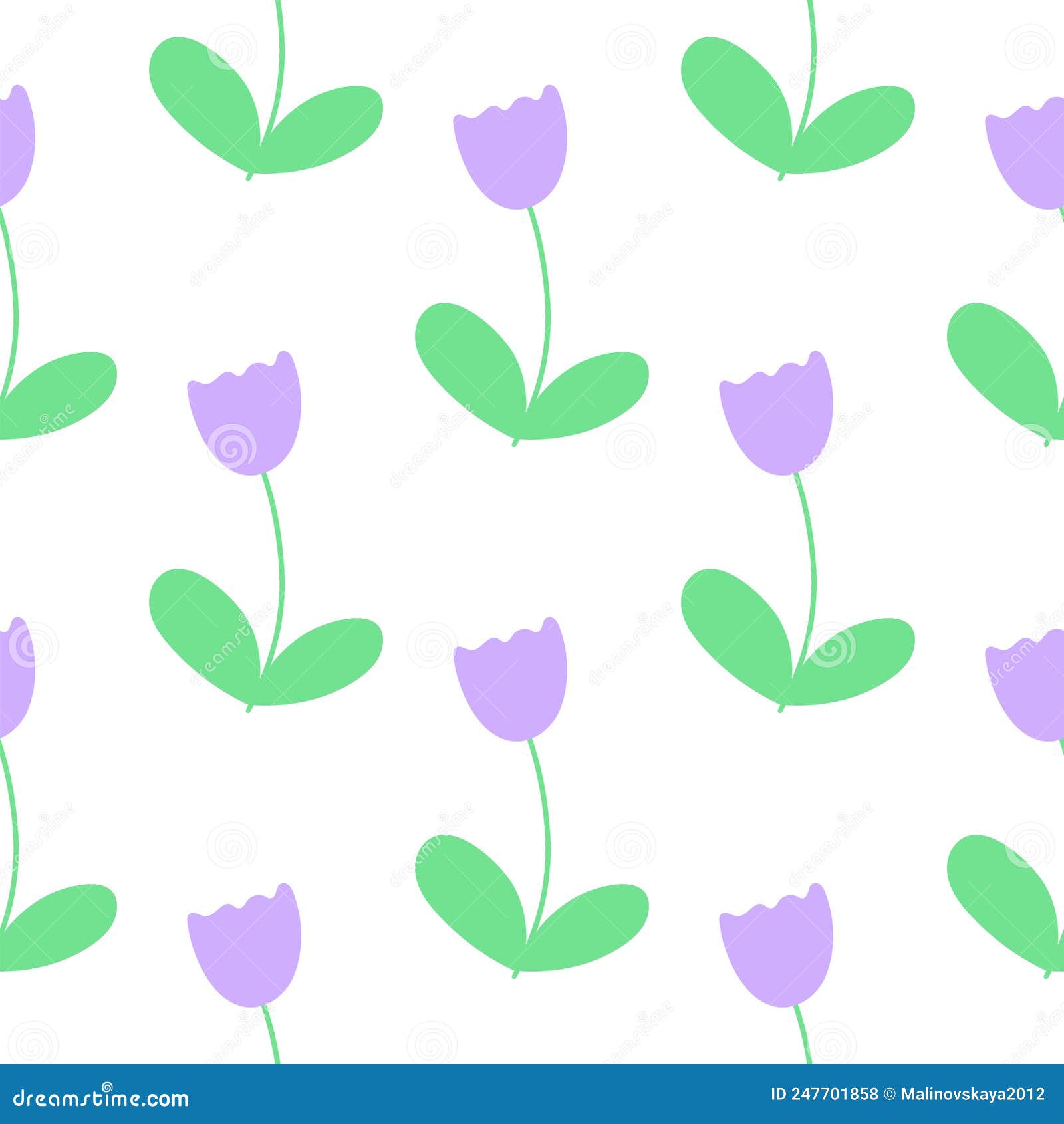 Simple Seamless Pattern with Lovender Tulips Vector Illustration Stock ...