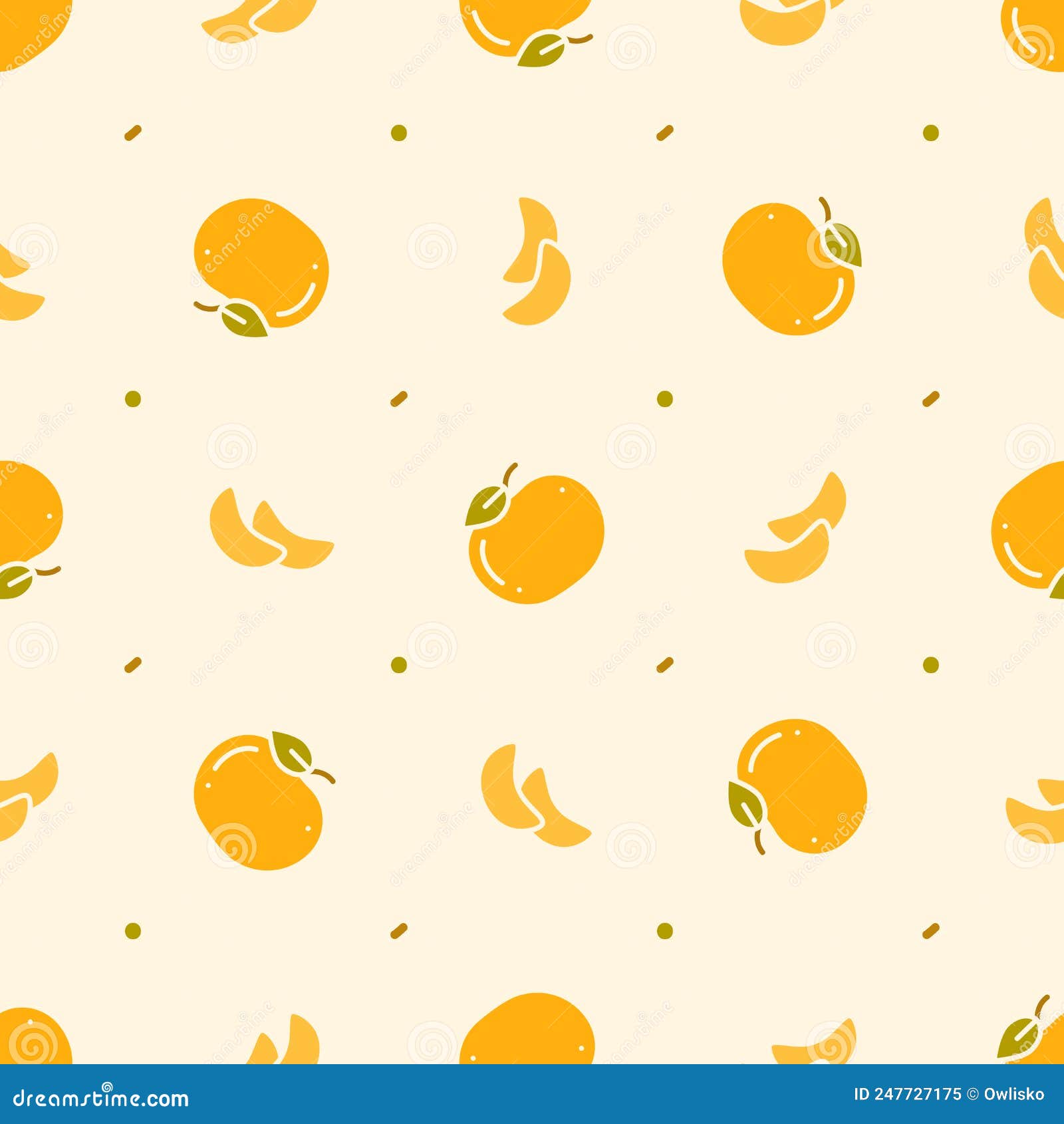 Simple Seamless Pattern of Orange Tangerine Icons Stock Vector ...