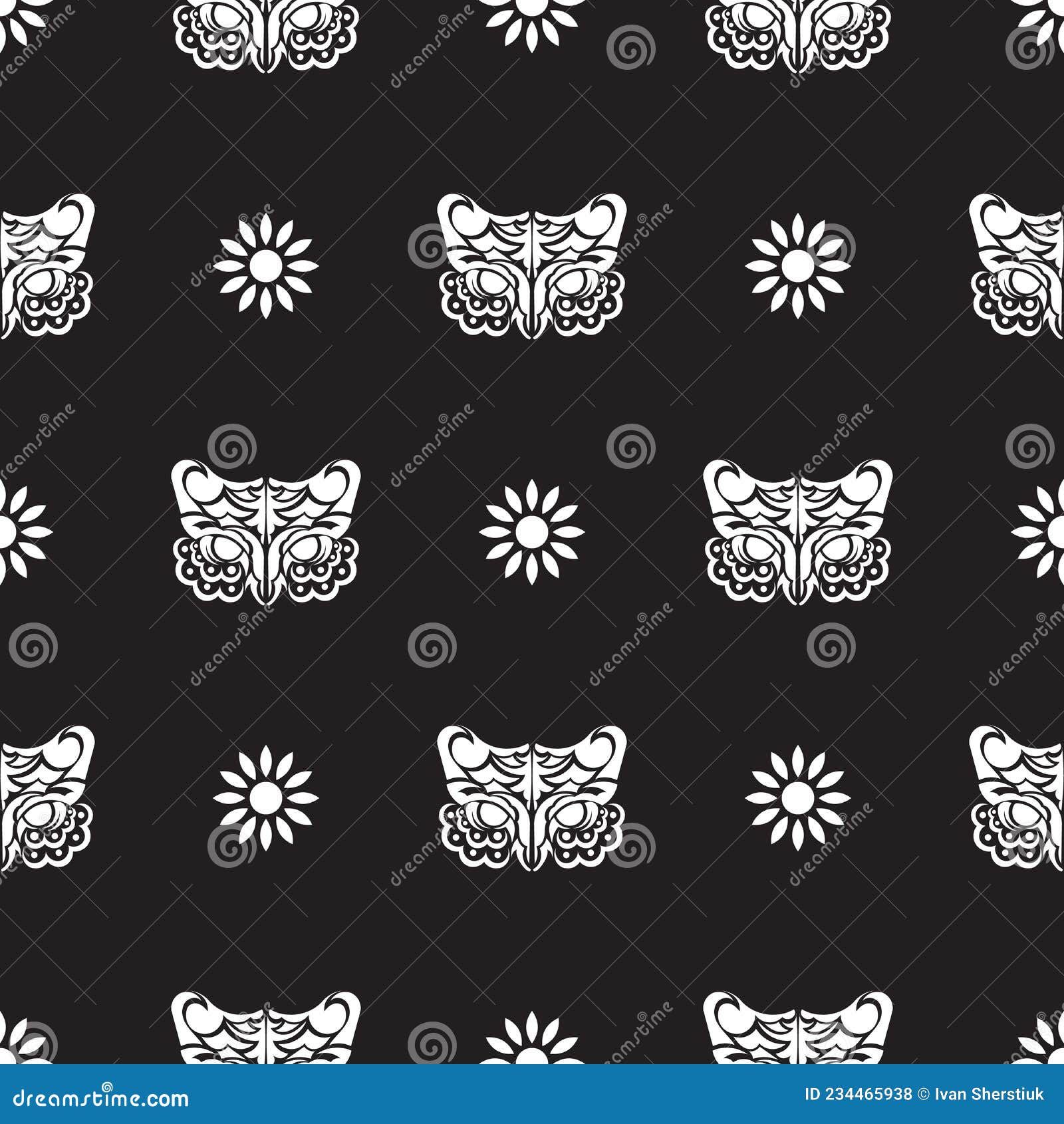 Simple Seamless Pattern Owl Face in Boho Style. Isolated. Good for ...
