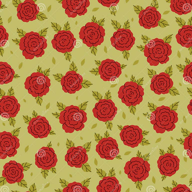 Simple Seamless Pattern with Red Roses. Vector Graphics Stock ...