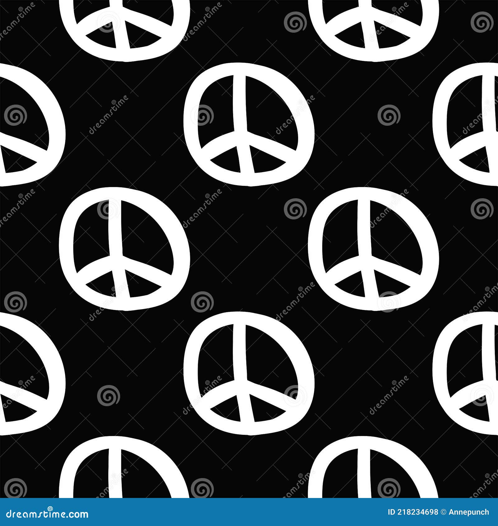 Simple Seamless Pattern with Repeating Peace Sign. Drawn by Hand Stock ...