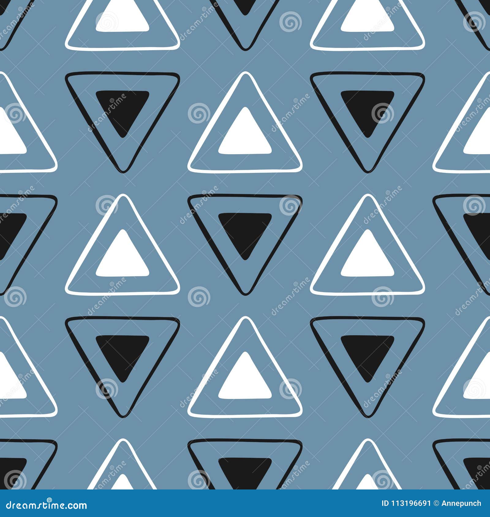 Simple Seamless Pattern with Repeating Triangles. Drawn by Hand. Stock ...