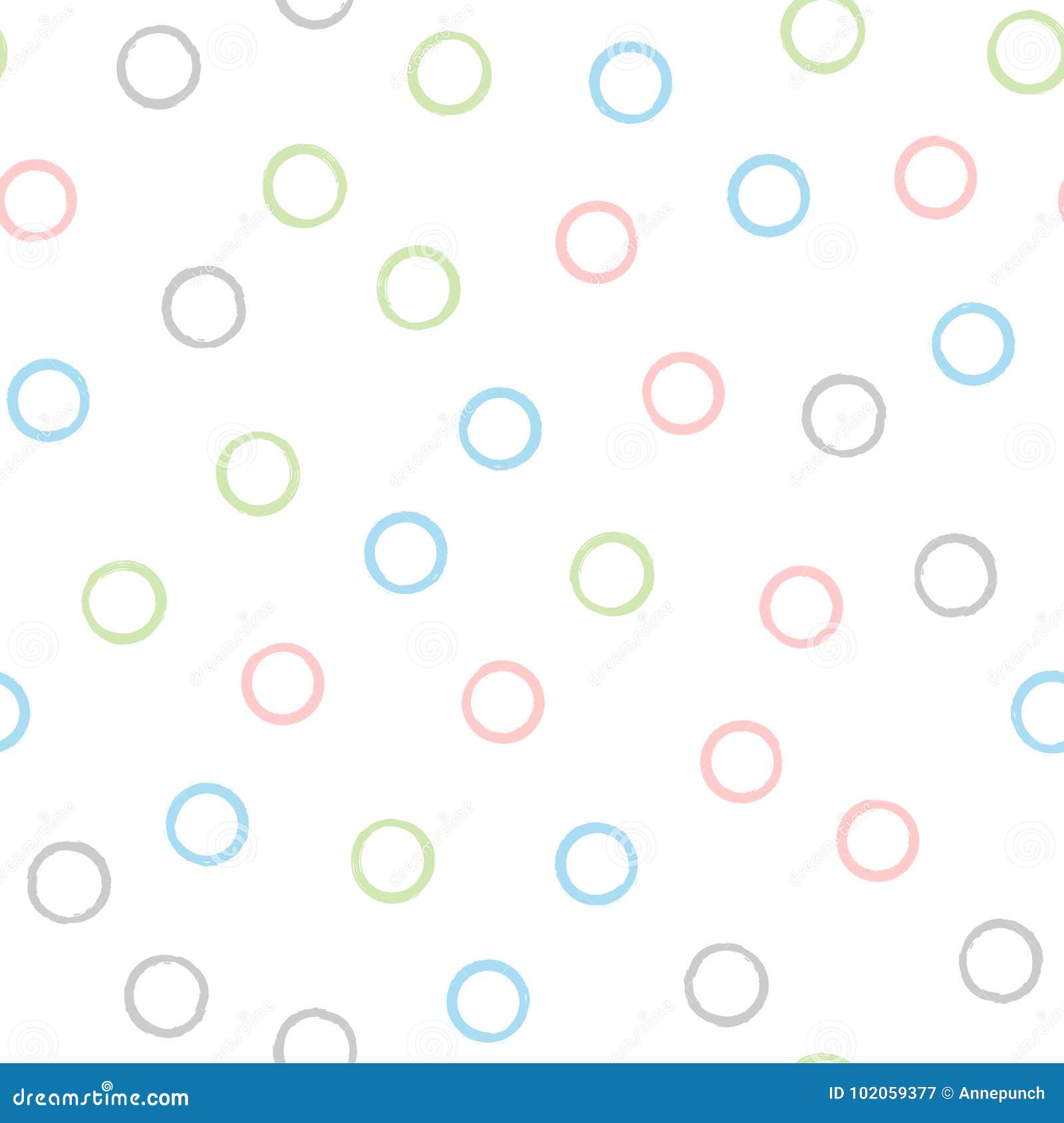 Simple Seamless Pattern. Scattered Circles Drawn by Hand with Rough ...