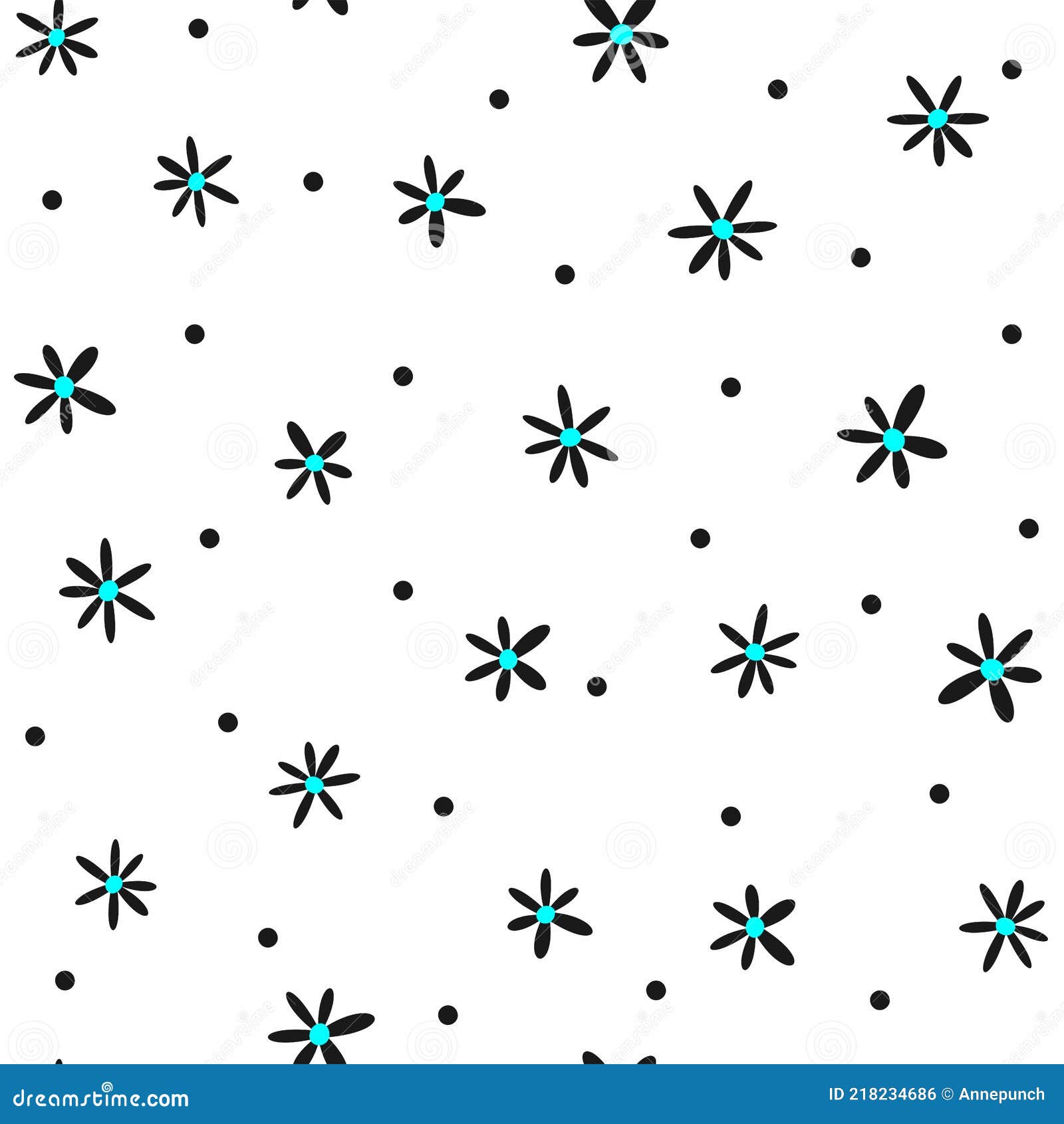 Simple Seamless Pattern with Scattered Small Flowers and Dots. Stock ...
