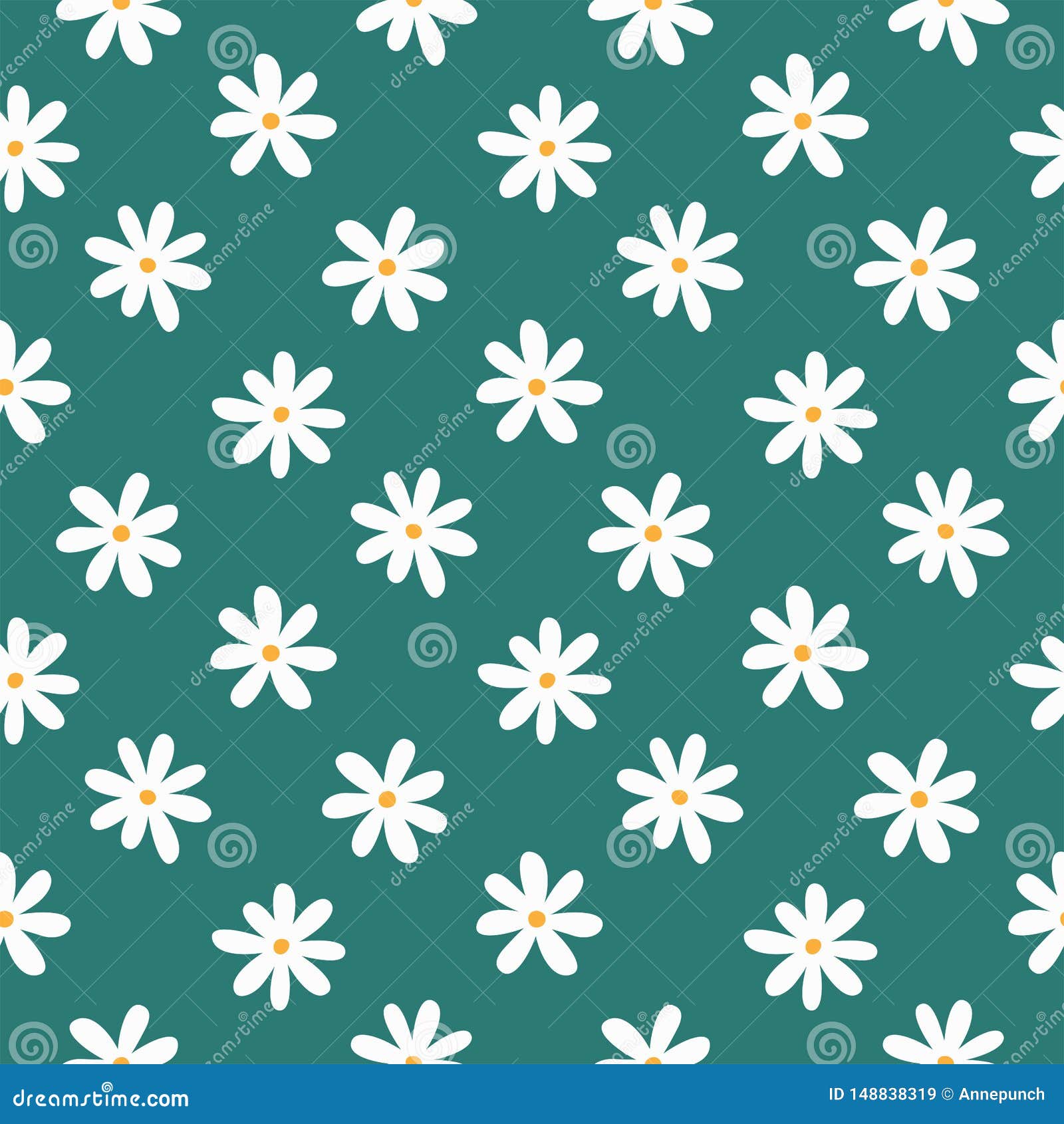 Simple Seamless Pattern with Stylized Daisies. Floral Print Stock ...
