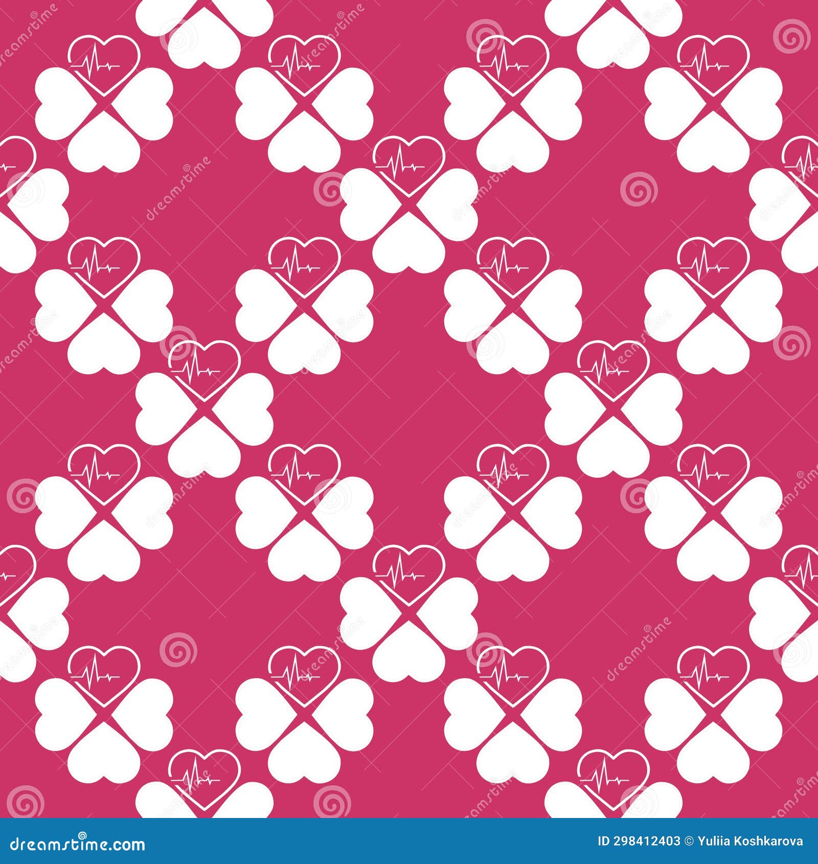 Simple Seamless Pattern of White Hearts on a Pink Background, Texture ...