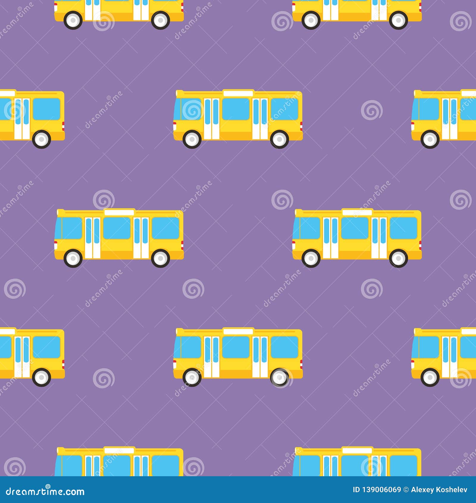 Yellow Bus Seamless Pattern Stock Vector - Illustration of flat, color ...