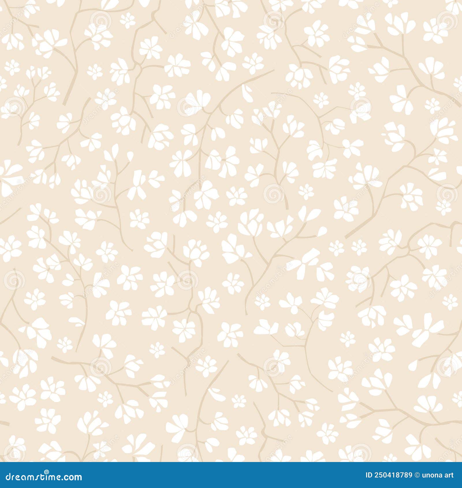 Simple Seamless Vector Beige Flower Pattern. Stock Vector ...